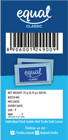 Equal Classic Zero Calorie Sweetener, 100 Sachets Price, Uses, Side ...