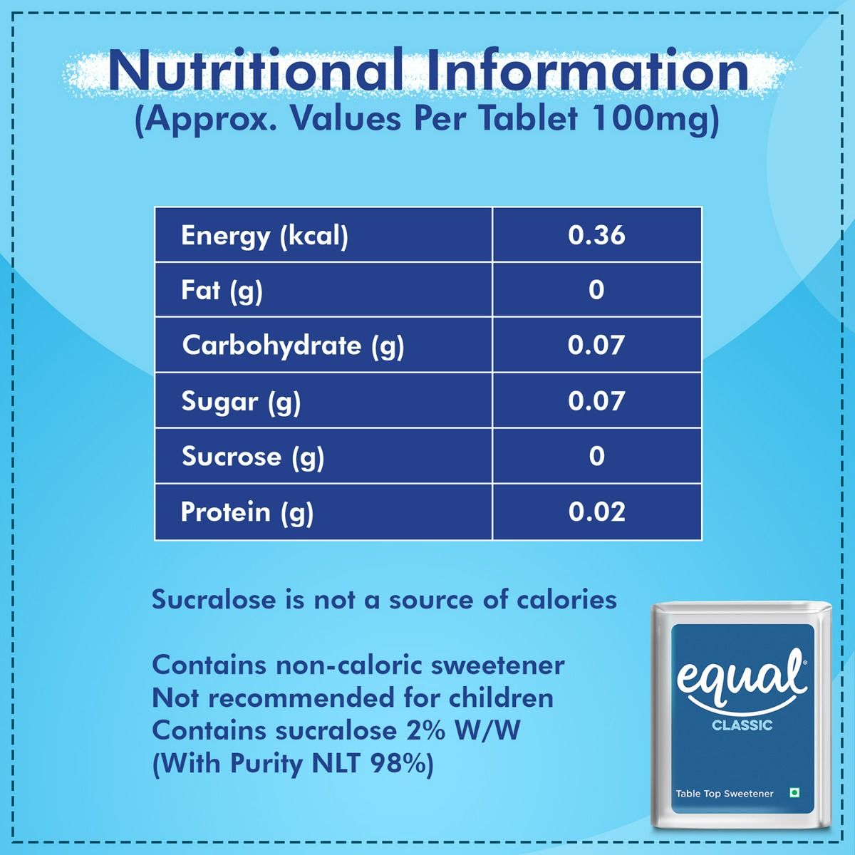 Equal Classic Zero Calorie Sweetener, 300 Tablets Price, Uses, Side ...