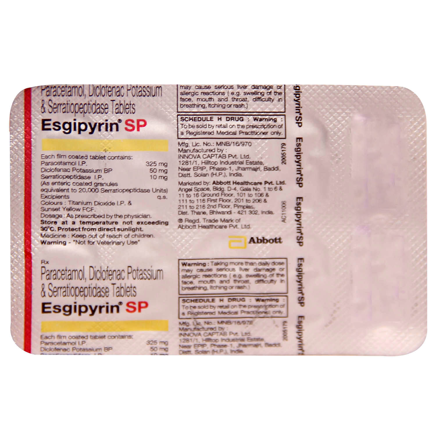 Esgipyrin SP Tablet 10's Price, Uses, Side Effects, Composition ...