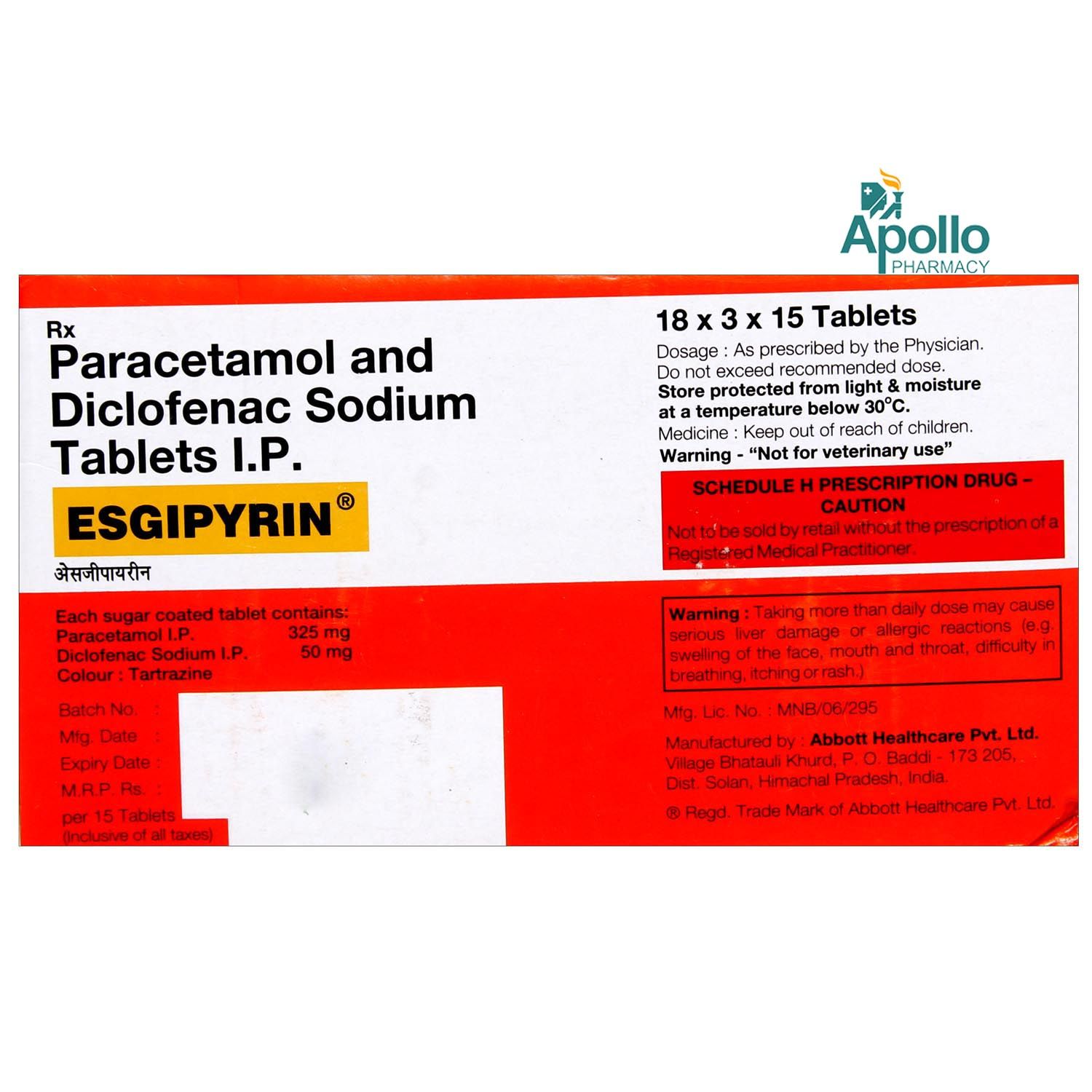 Esgipyrin Tablet 15's Price, Uses, Side Effects, Composition - Apollo ...