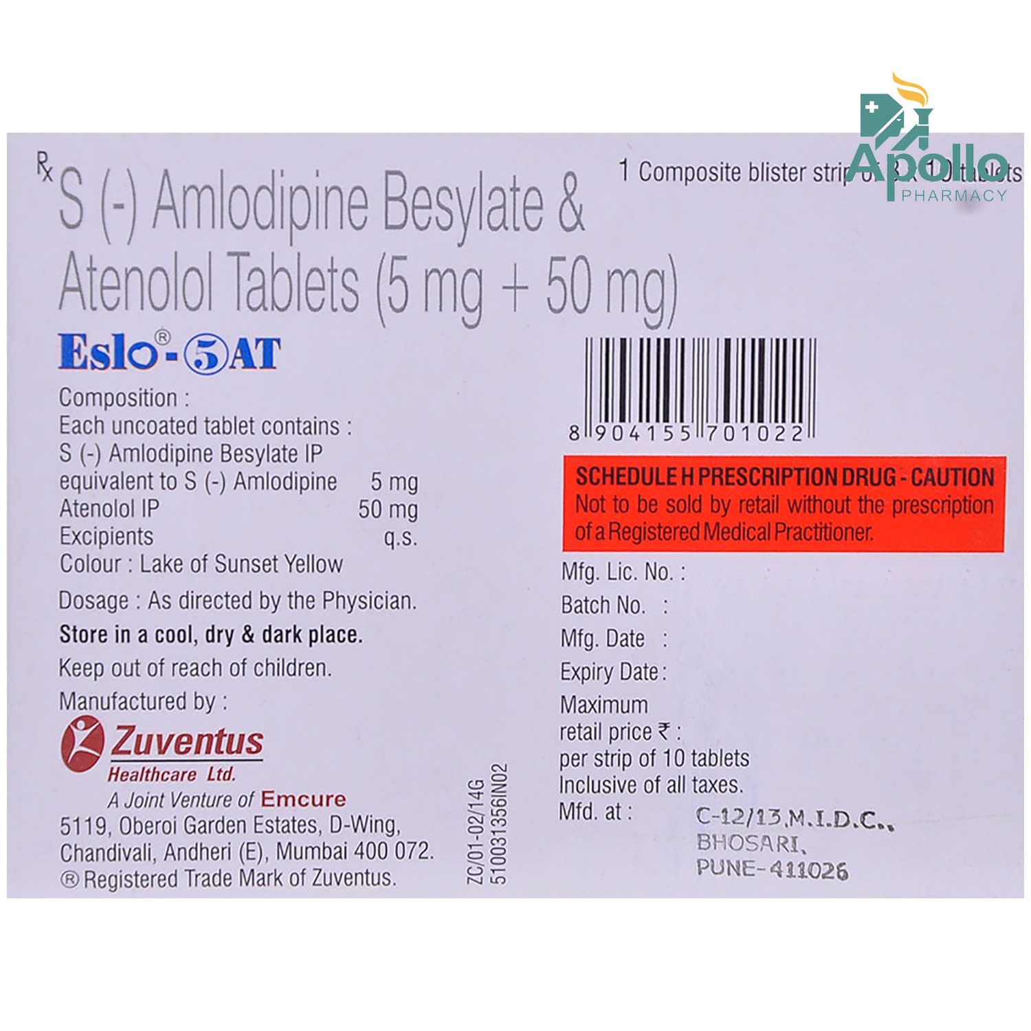 ESLO AT 5MG TABLET Price, Uses, Side Effects, Composition - Apollo Pharmacy