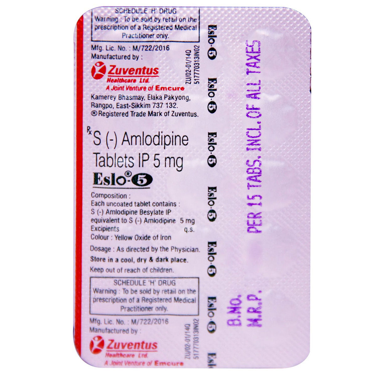 Eslo 5 Tablet 15's Price, Uses, Side Effects, Composition - Apollo Pharmacy