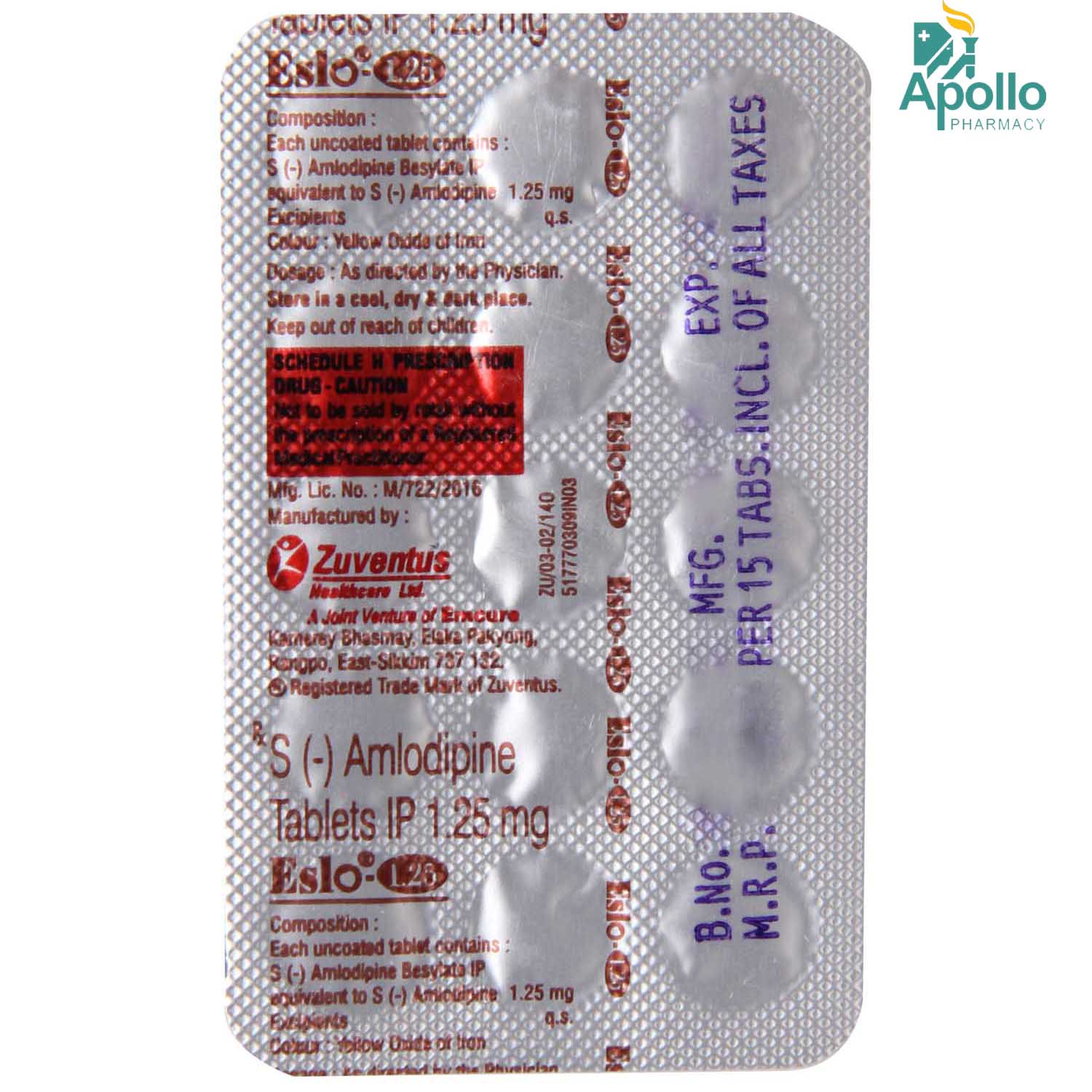 ESLO 1.25MG TABLET Price, Uses, Side Effects, Composition - Apollo Pharmacy