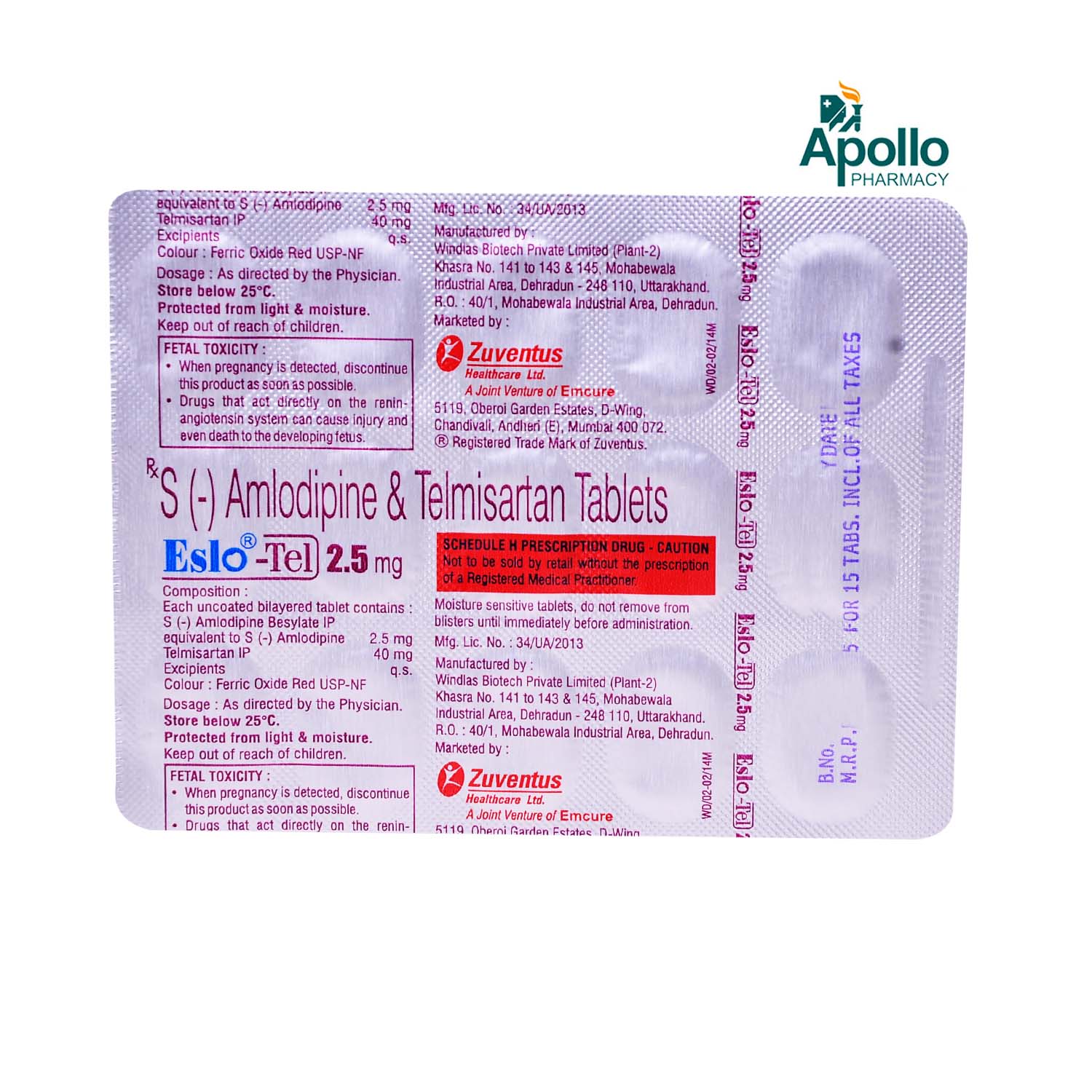 ESLO TEL 2.5MG TABLET Price, Uses, Side Effects, Composition - Apollo ...