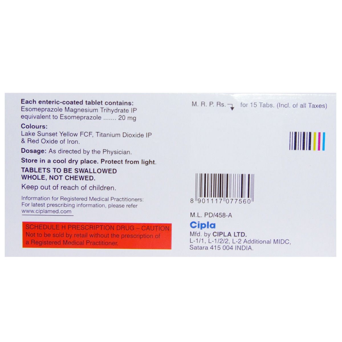 ESOMAC 20MG TABLET Price, Uses, Side Effects, Composition - Apollo Pharmacy