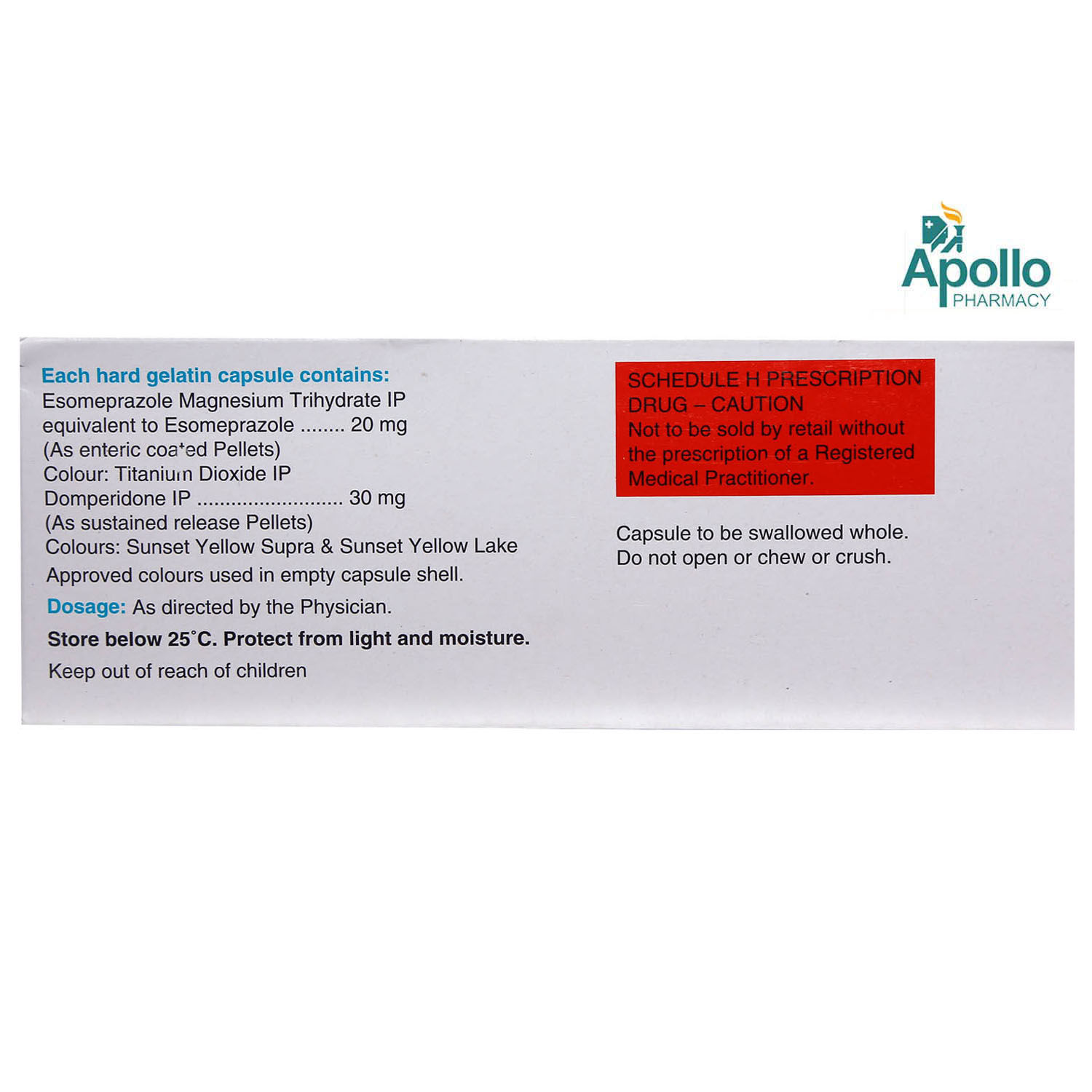 ESOMAC D 20MG CAPSULE Price, Uses, Side Effects, Composition - Apollo ...