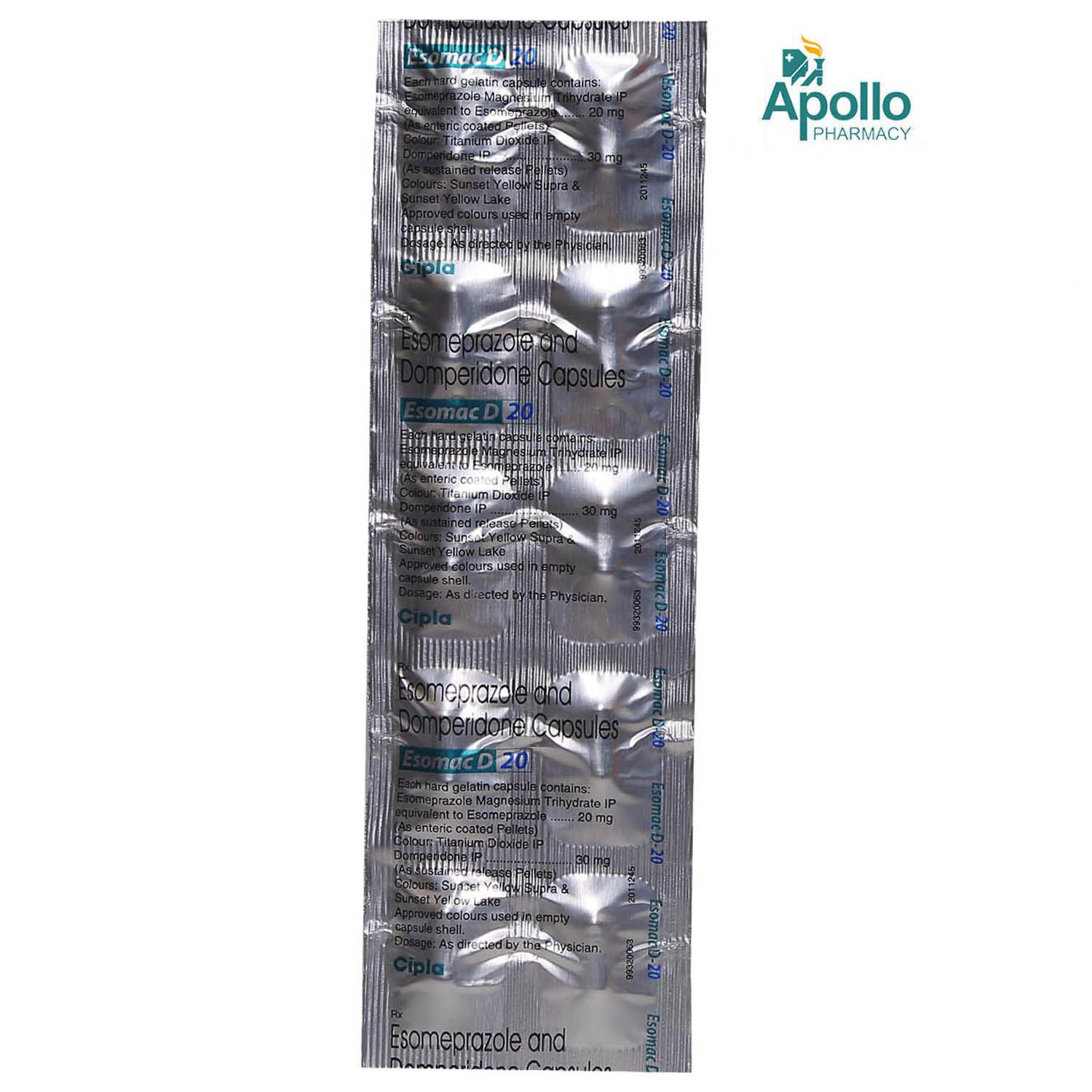 ESOMAC D 20MG CAPSULE Price, Uses, Side Effects, Composition - Apollo ...