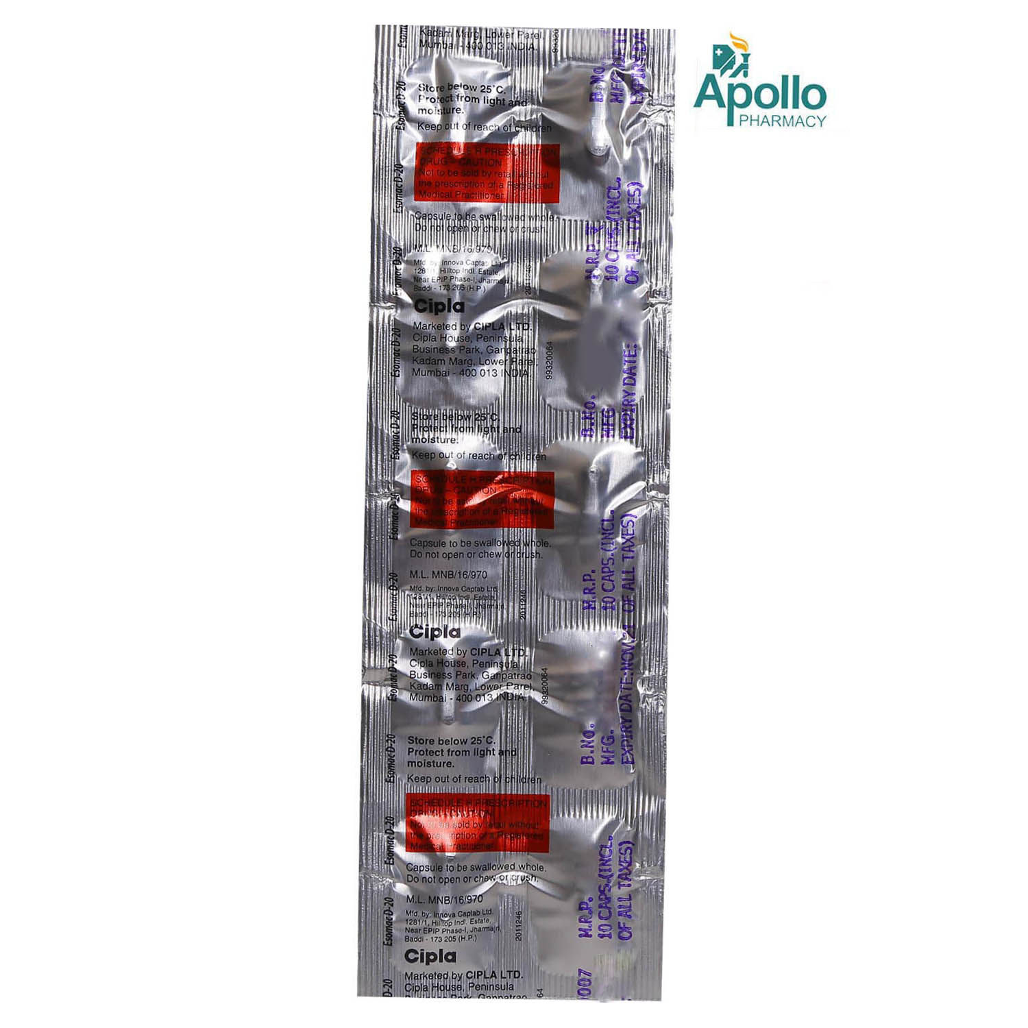 ESOMAC D 20MG CAPSULE Price, Uses, Side Effects, Composition - Apollo ...
