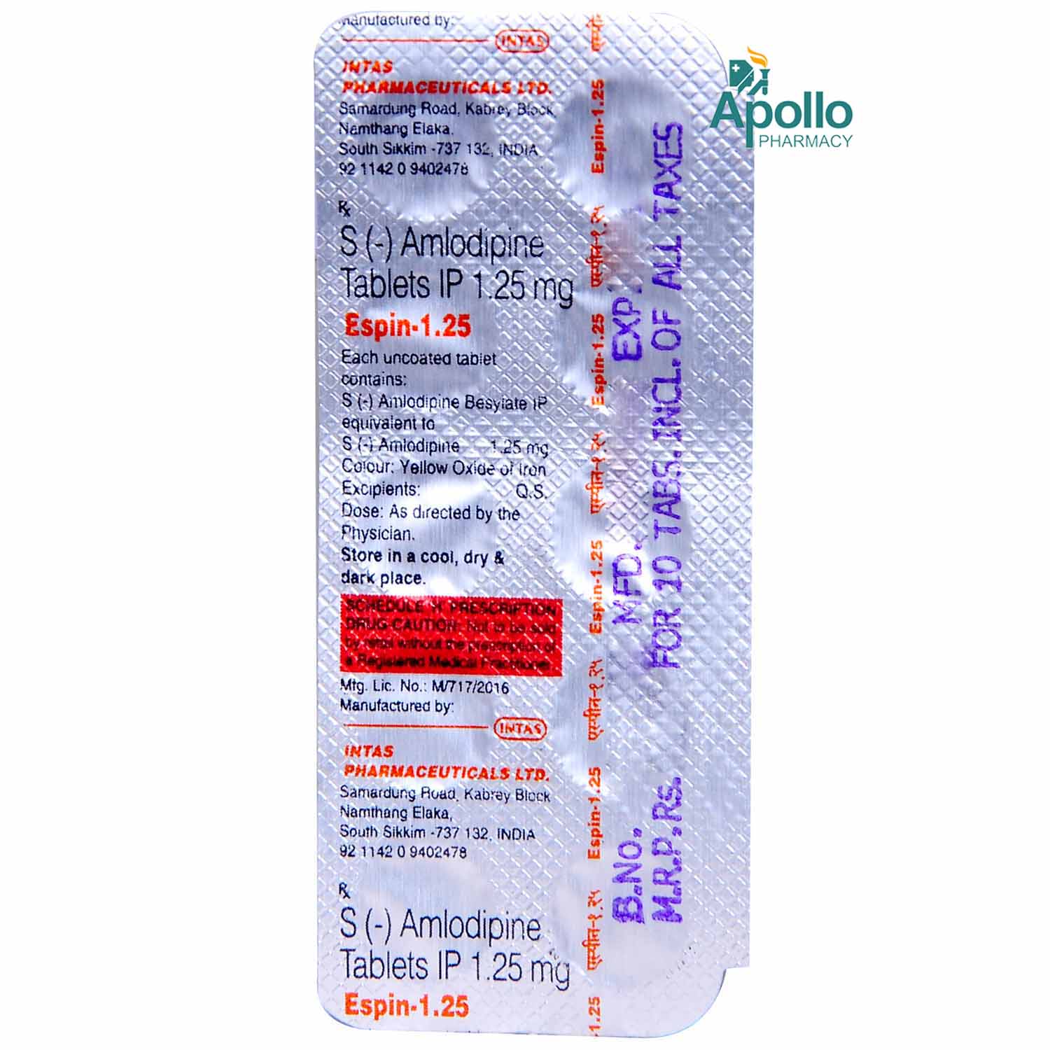 ESPIN 1.25MG TABLET Price, Uses, Side Effects, Composition - Apollo ...
