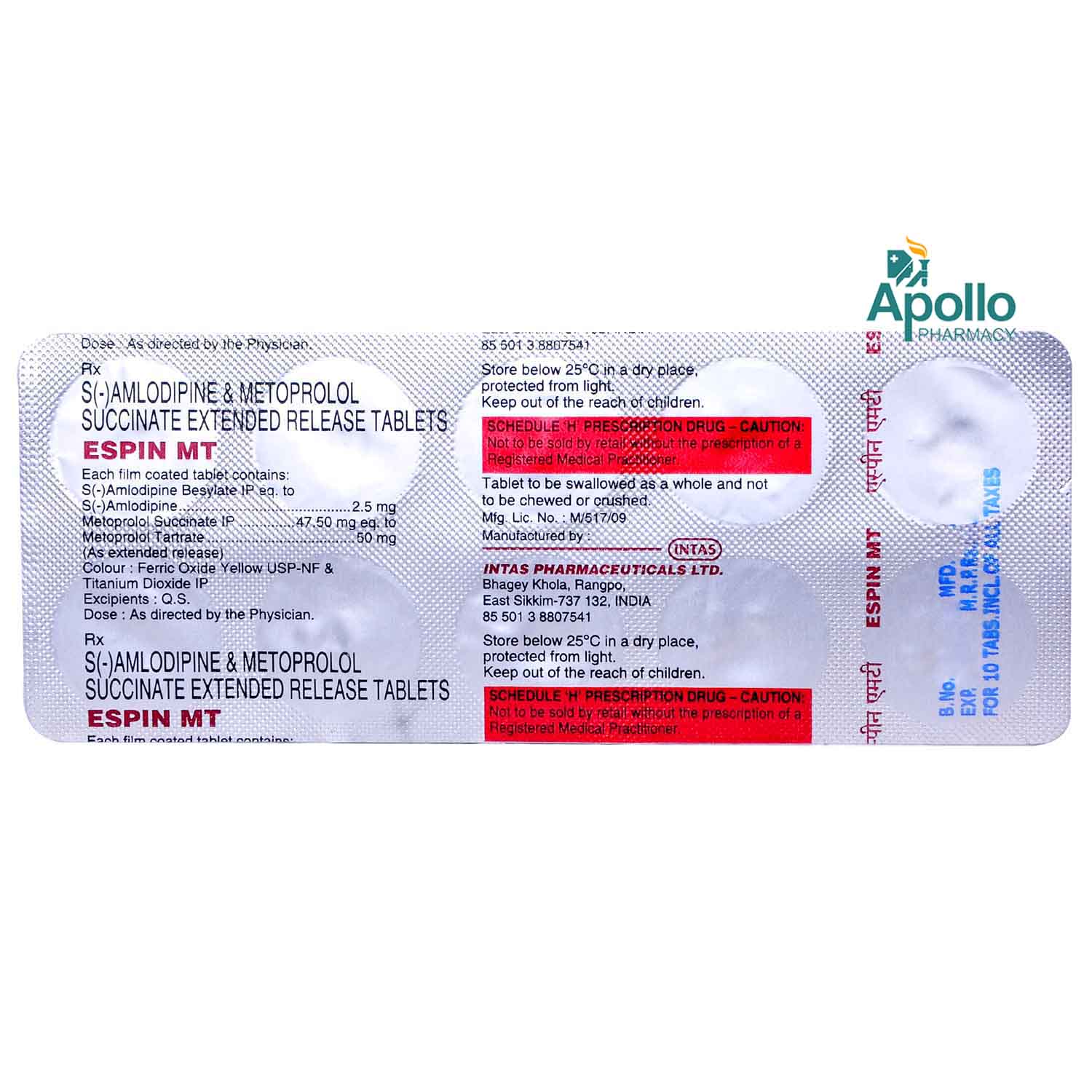 ESPIN MT TABLET Price, Uses, Side Effects, Composition - Apollo Pharmacy