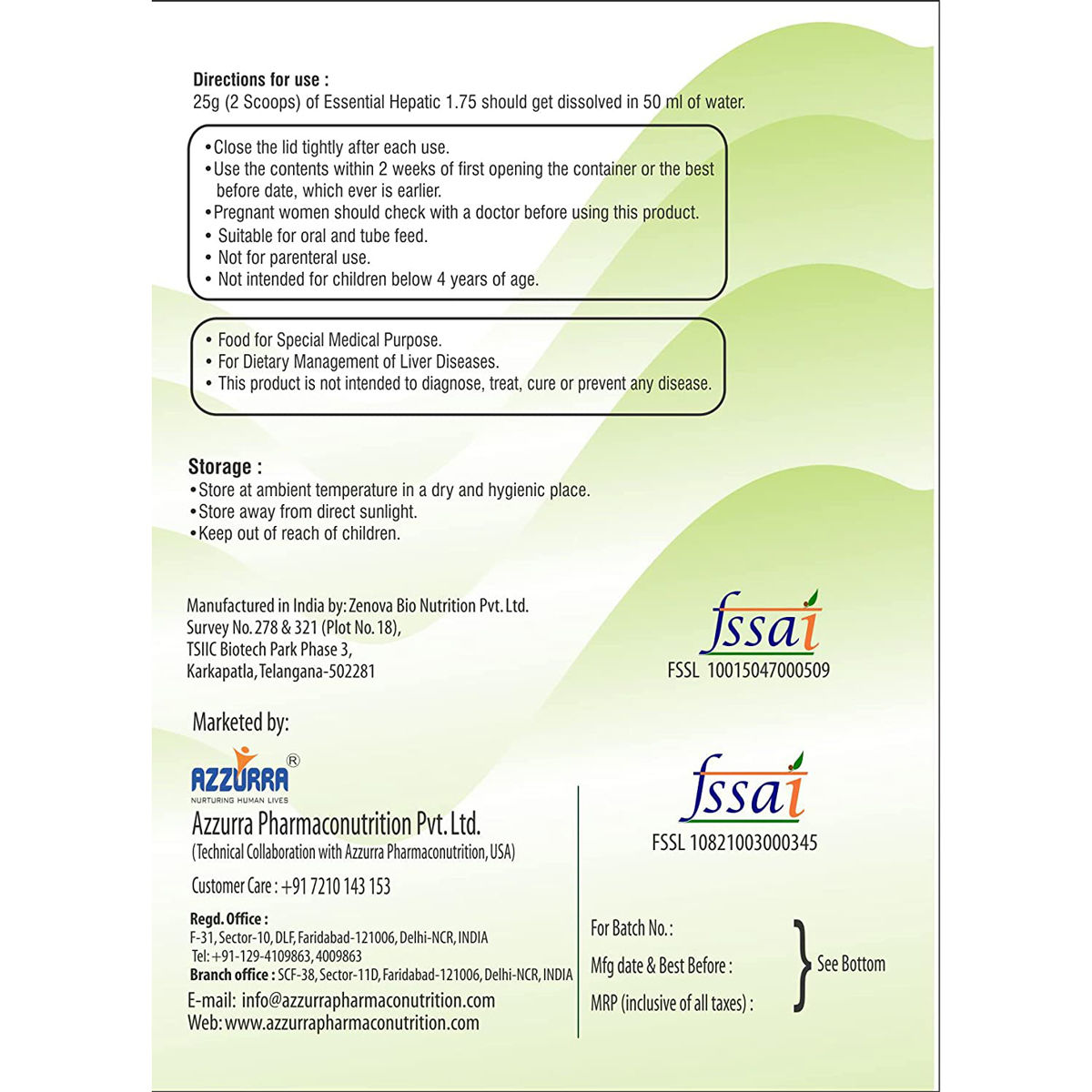 Essential Nutrition Series Hepatic 1.75 Vanilla Flavour Powder, 400 gm ...