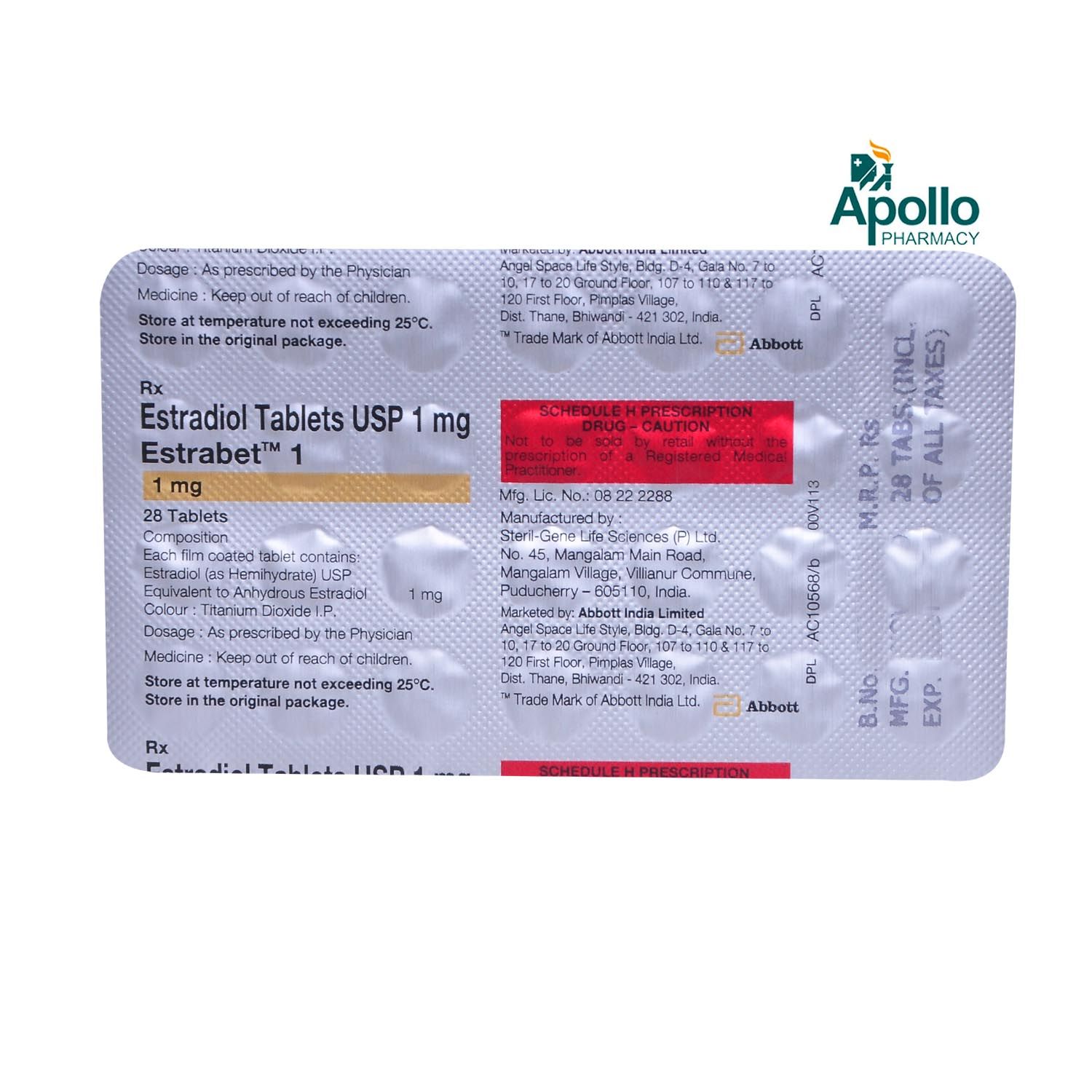 Estrabet 1 Tablet 28's Price, Uses, Side Effects, Composition - Apollo ...