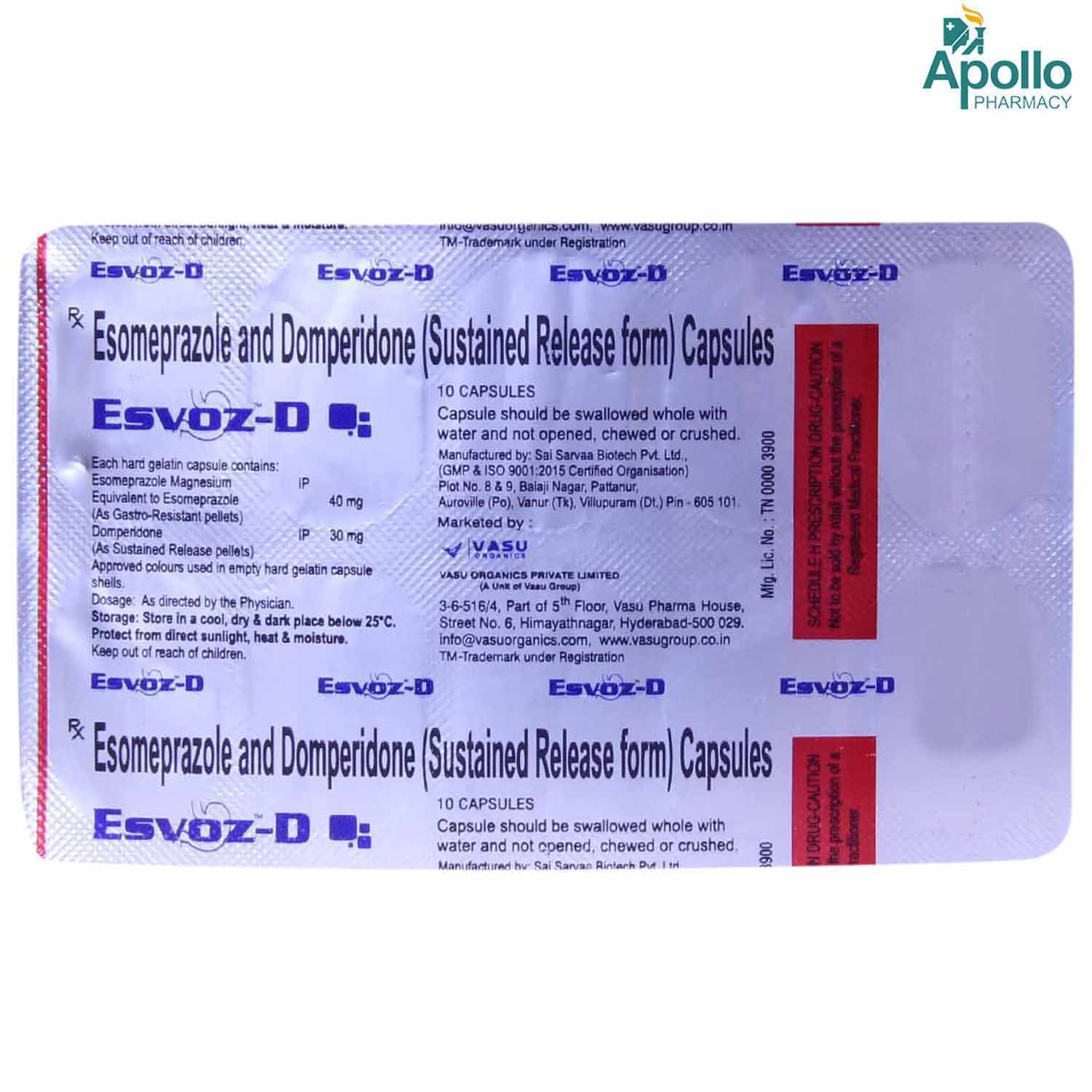 Esvoz-D Capsule 10's Price, Uses, Side Effects, Composition - Apollo ...
