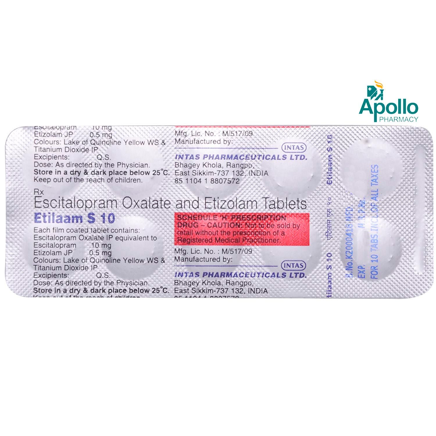 Etilaam S 10 Tablet 10'S Price, Uses, Side Effects, Composition ...