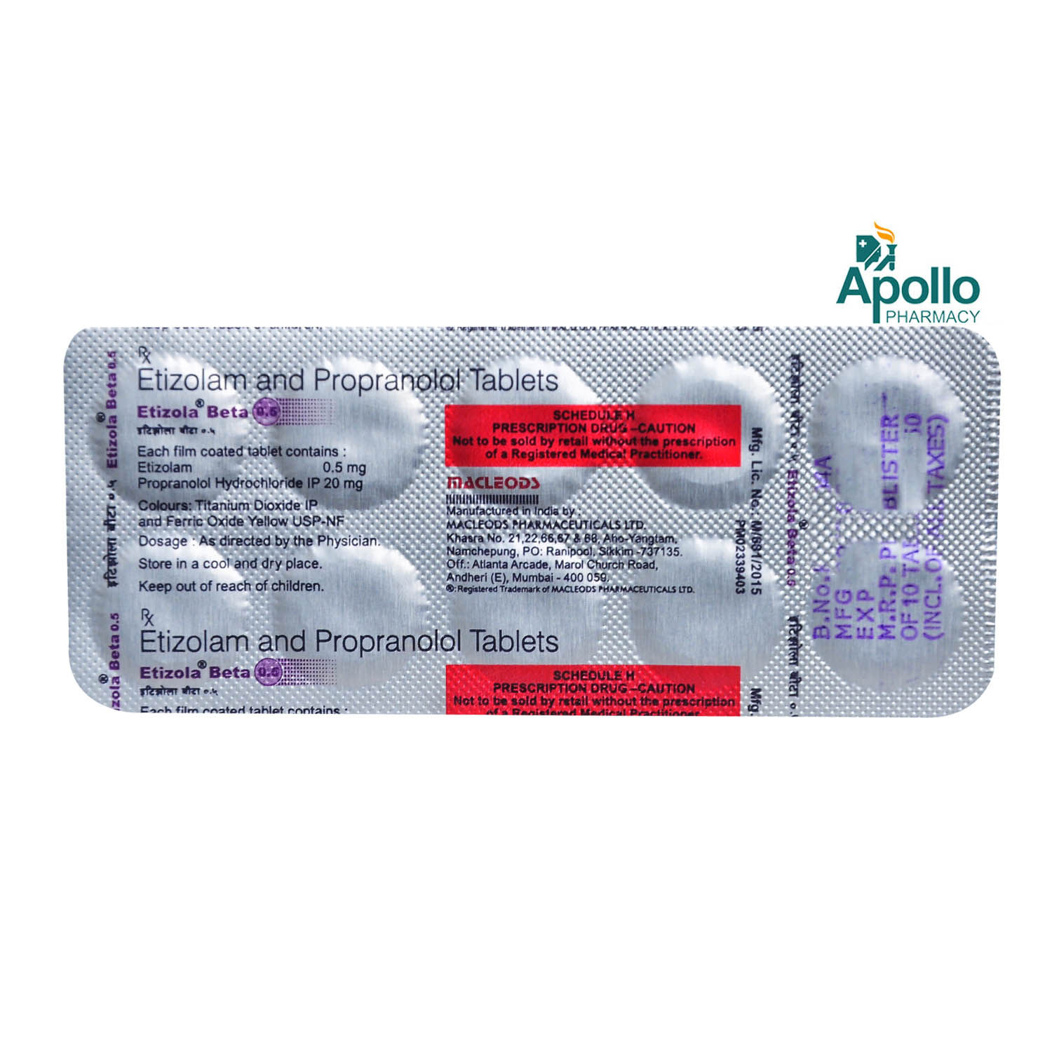 Etizola Beta 0.5 Tablet 10's Price, Uses, Side Effects, Composition ...