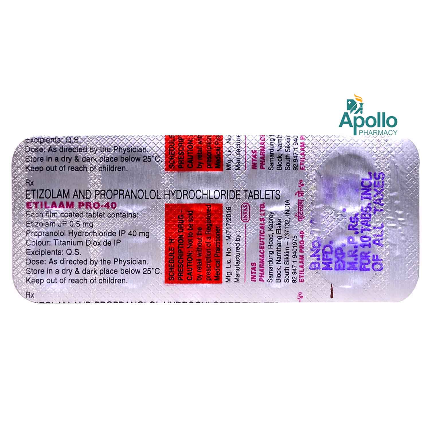 ETILAAM PRO 40MG TABLET Price, Uses, Side Effects, Composition - Apollo ...
