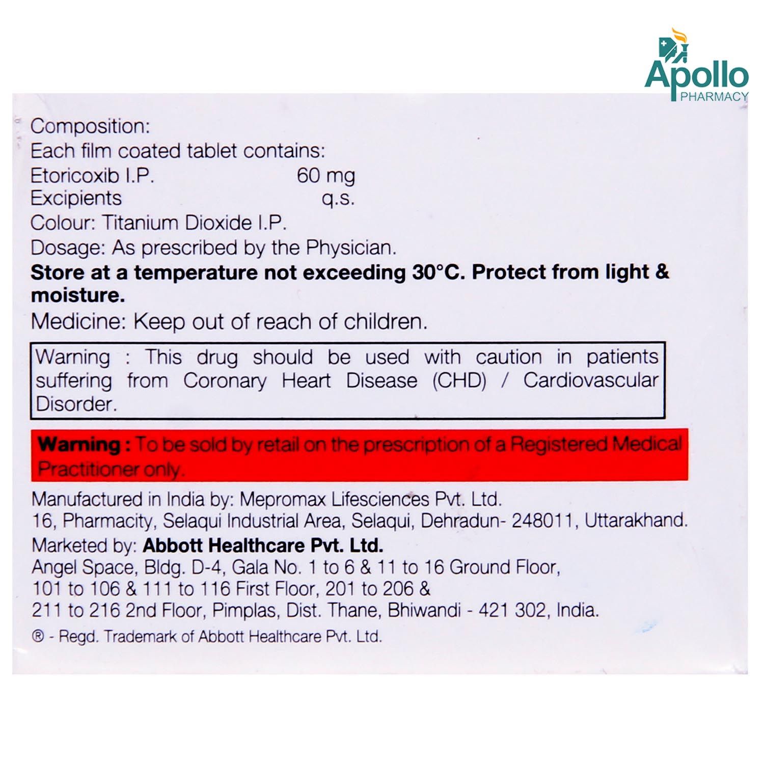 ETODY 60MG TABLET Price, Uses, Side Effects, Composition - Apollo Pharmacy
