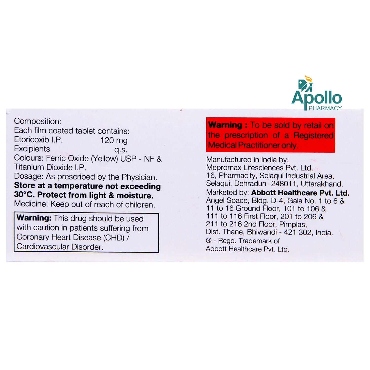 Etody 120 mg Tablet 10's Price, Uses, Side Effects, Composition ...