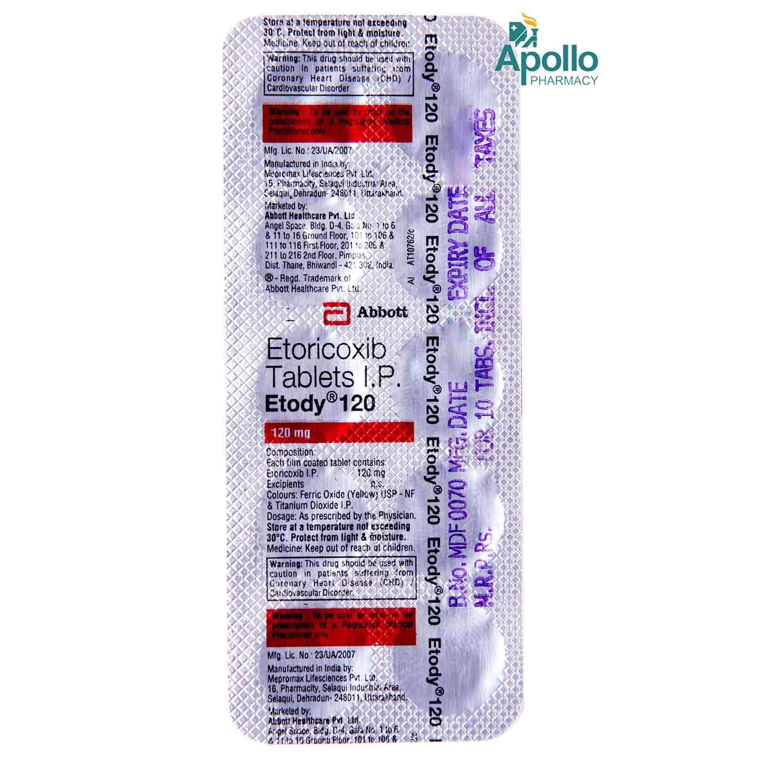 ETODY 120MG TABLET Price, Uses, Side Effects, Composition - Apollo Pharmacy