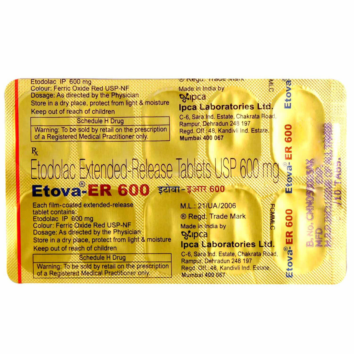 Etova ER 600 Tablet 10's Price, Uses, Side Effects, Composition ...