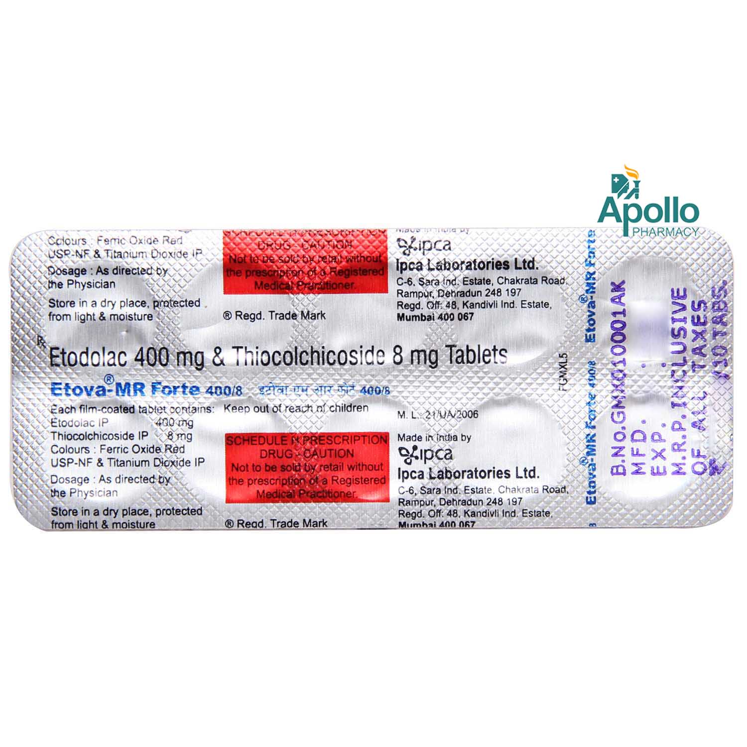 Etova MR Forte 400/8 Tablet 10's Price, Uses, Side Effects, Composition ...