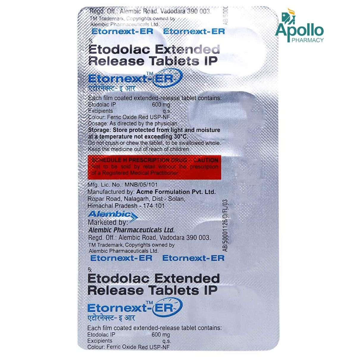 Etornext ER Tablet 10's Price, Uses, Side Effects, Composition - Apollo ...