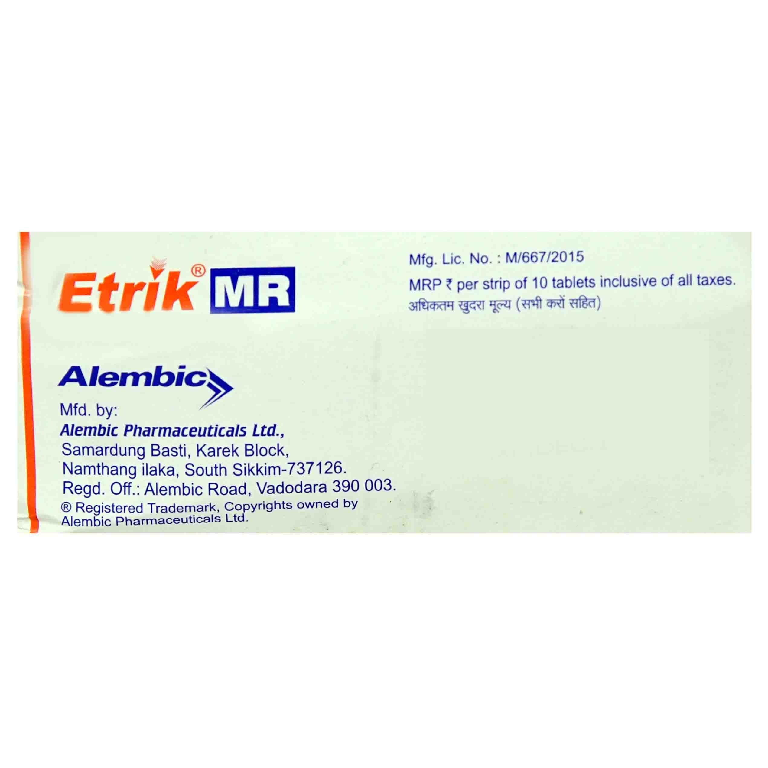 Etrik MR Tablet 10's Price, Uses, Side Effects, Composition - Apollo ...