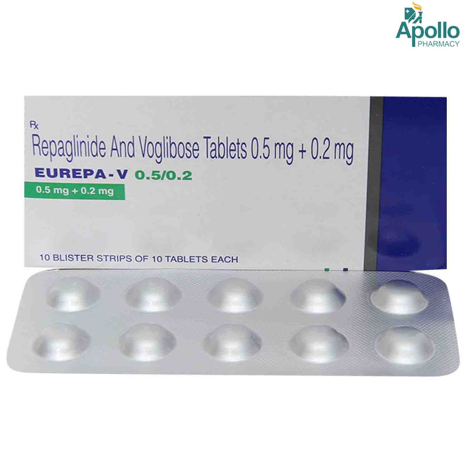 Eurepa-V 0.5/0.2mg Tablet 10's Price, Uses, Side Effects, Composition ...