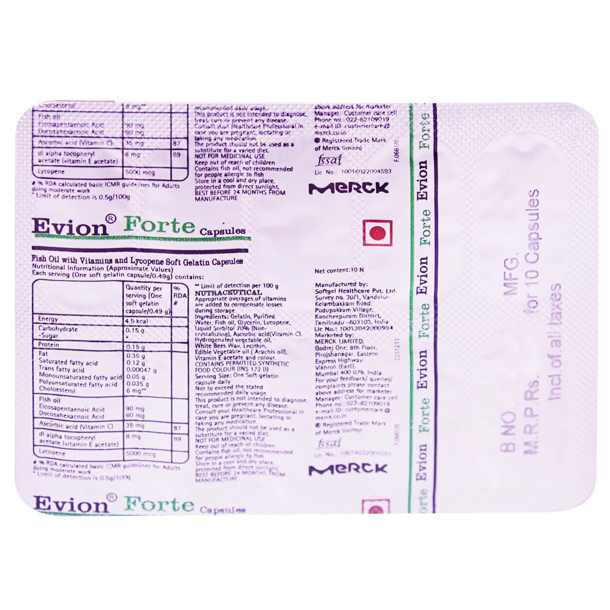 Evion Forte Capsule 10's Price, Uses, Side Effects, Composition ...