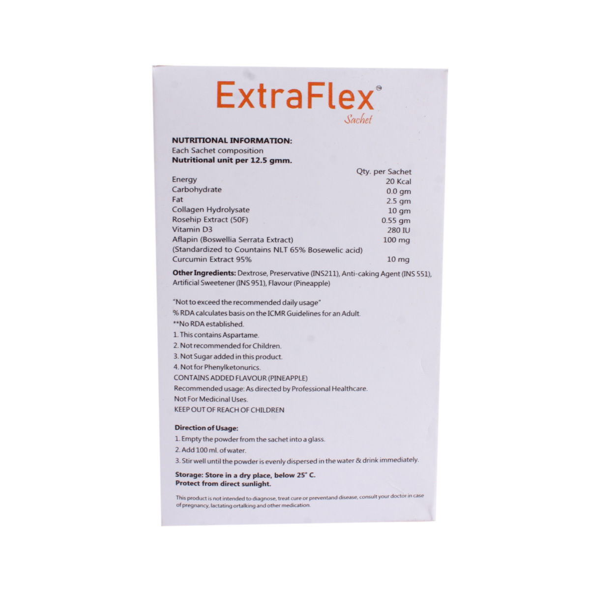 Extra Flex Sugar Free Pineapple Sachet 12.5 gm Price, Uses, Side ...