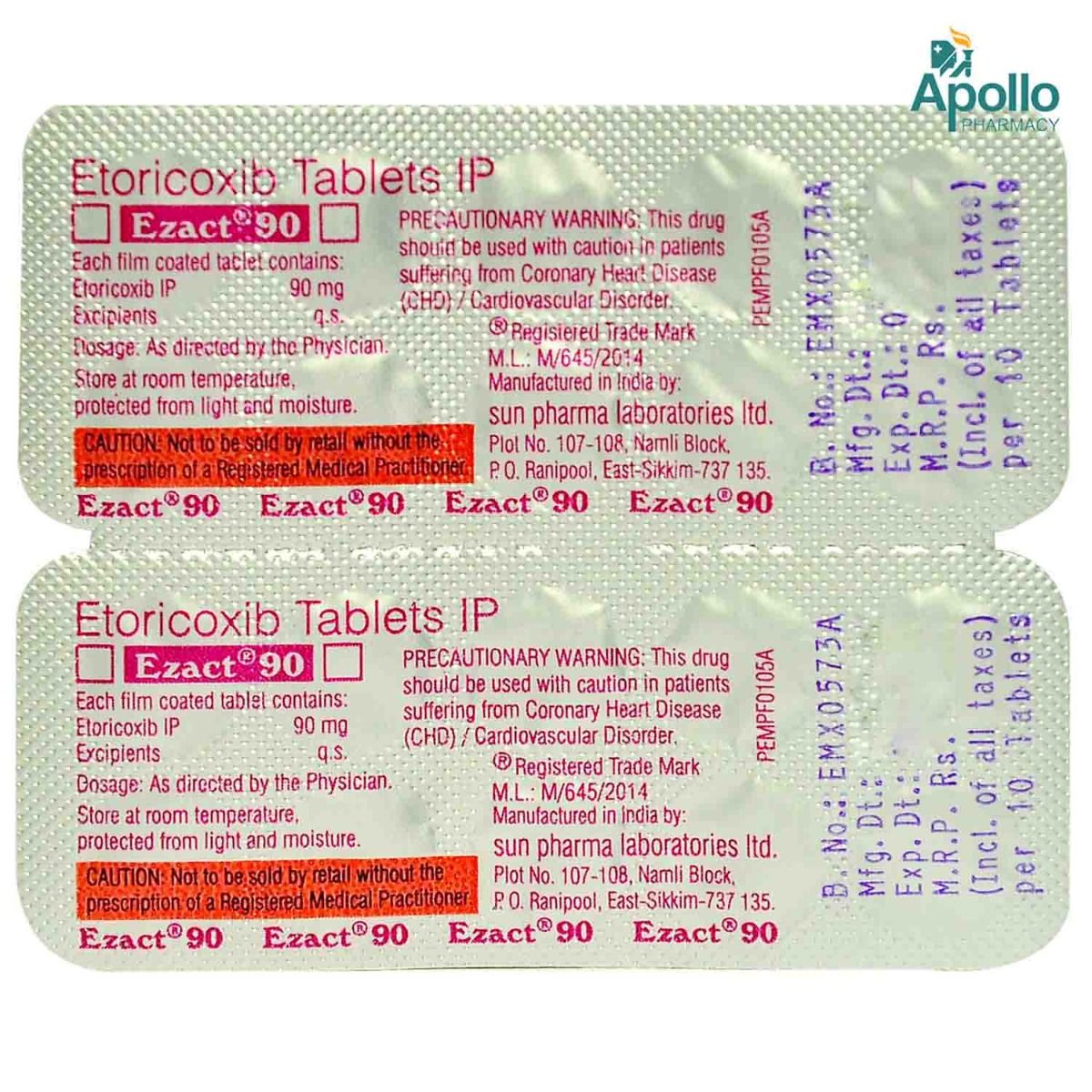 Ezact 90 Tablet 10's Price, Uses, Side Effects, Composition - Apollo ...