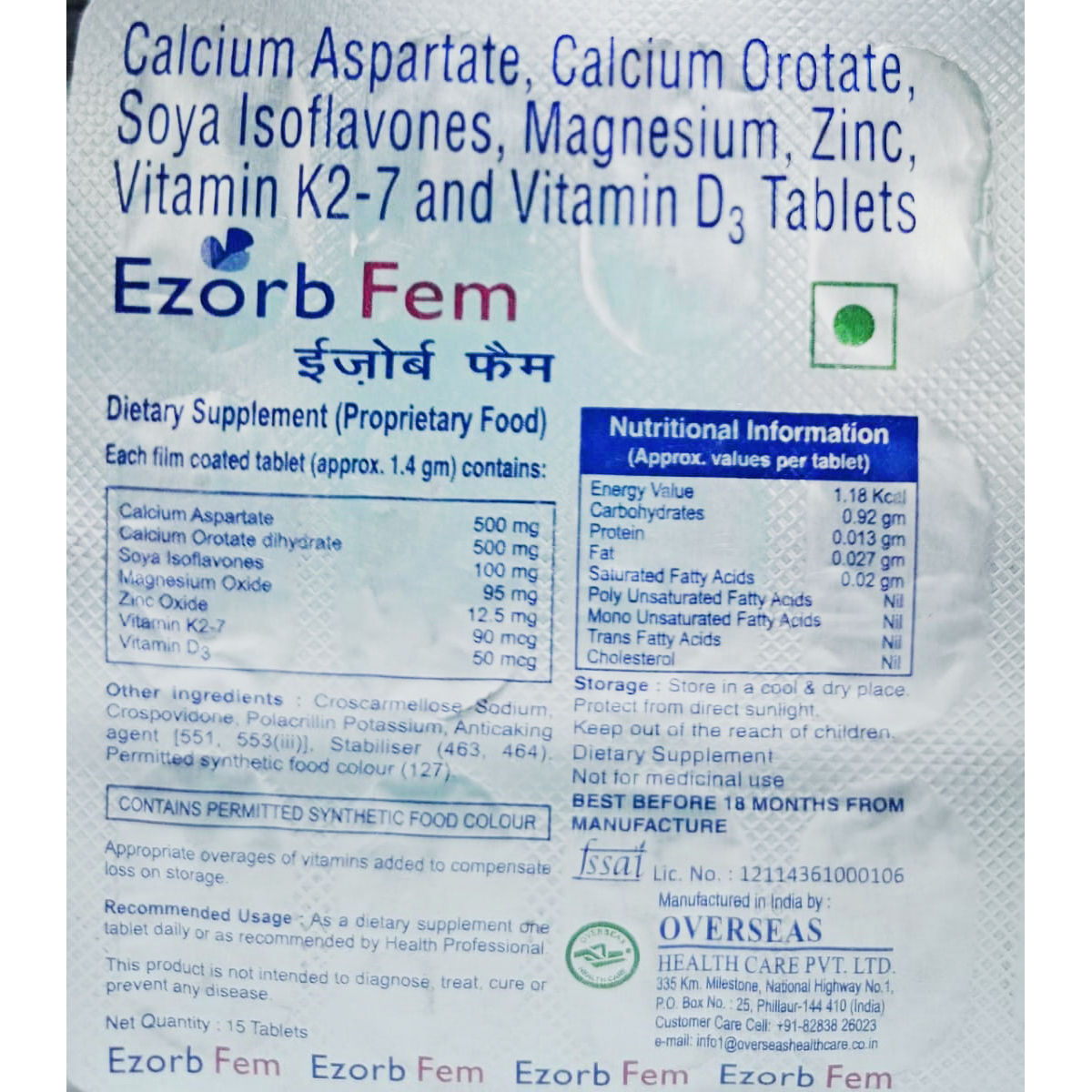 Ezorb Fem Tablet 15's Price, Uses, Side Effects, Composition - Apollo ...