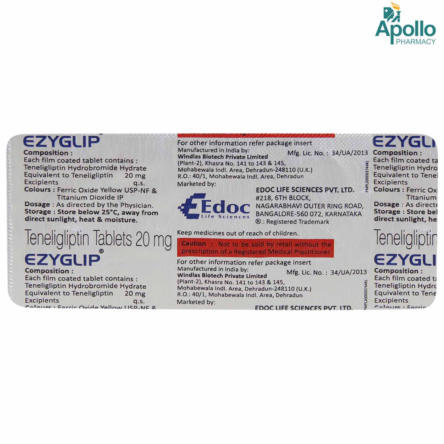 EZYGLIP 20MG TABLET 10'S Price, Uses, Side Effects, Composition ...