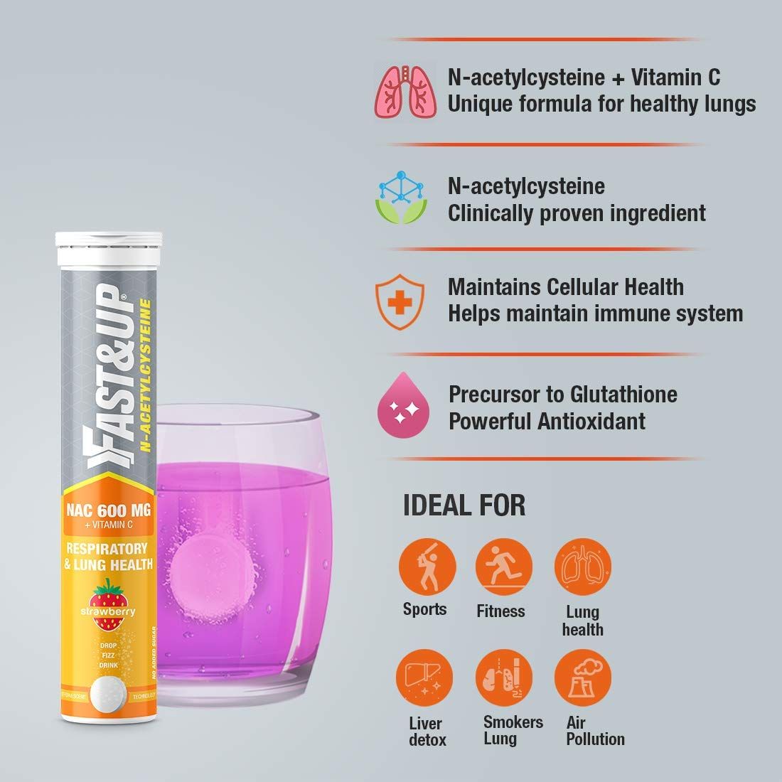 Fast&Up N-Acetylcysteine Strawberry Flavour, 20 Effervescent Tablets Price, Uses, Side Effects ...