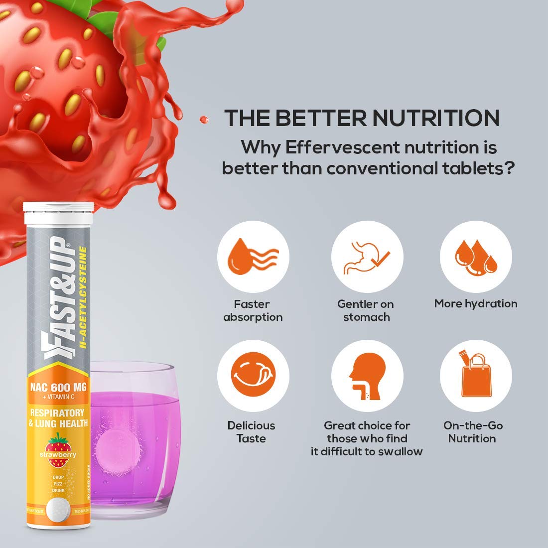 Fast&Up N-Acetylcysteine Strawberry Flavour, 20 Effervescent Tablets Price, Uses, Side Effects ...