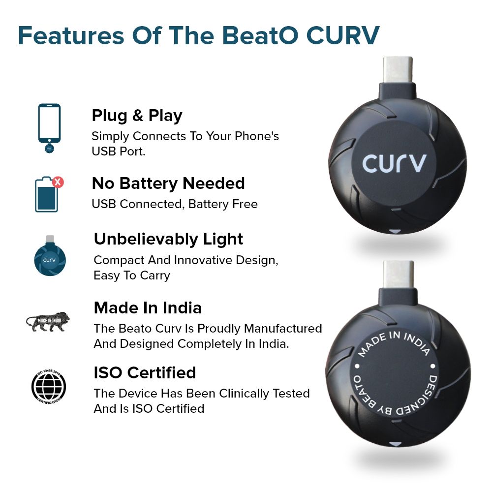 BeatO Curv Smartphone Connected Glucometer Kit with 50 Strips & 50 ...