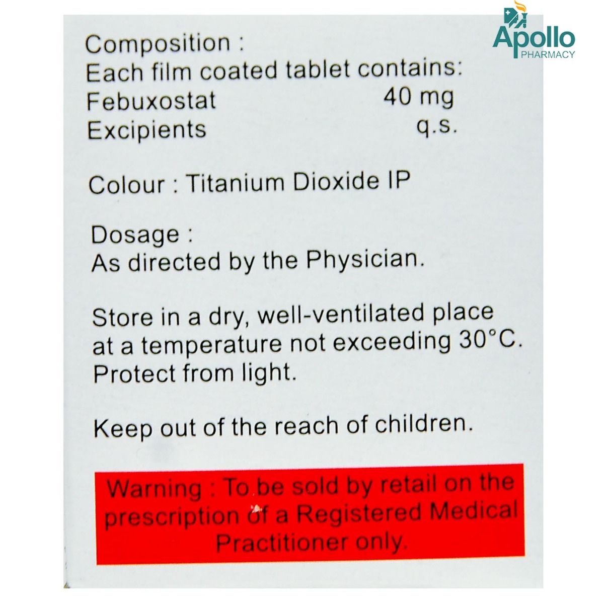 Feburic 40 Tablet 15's Price, Uses, Side Effects, Composition - Apollo ...