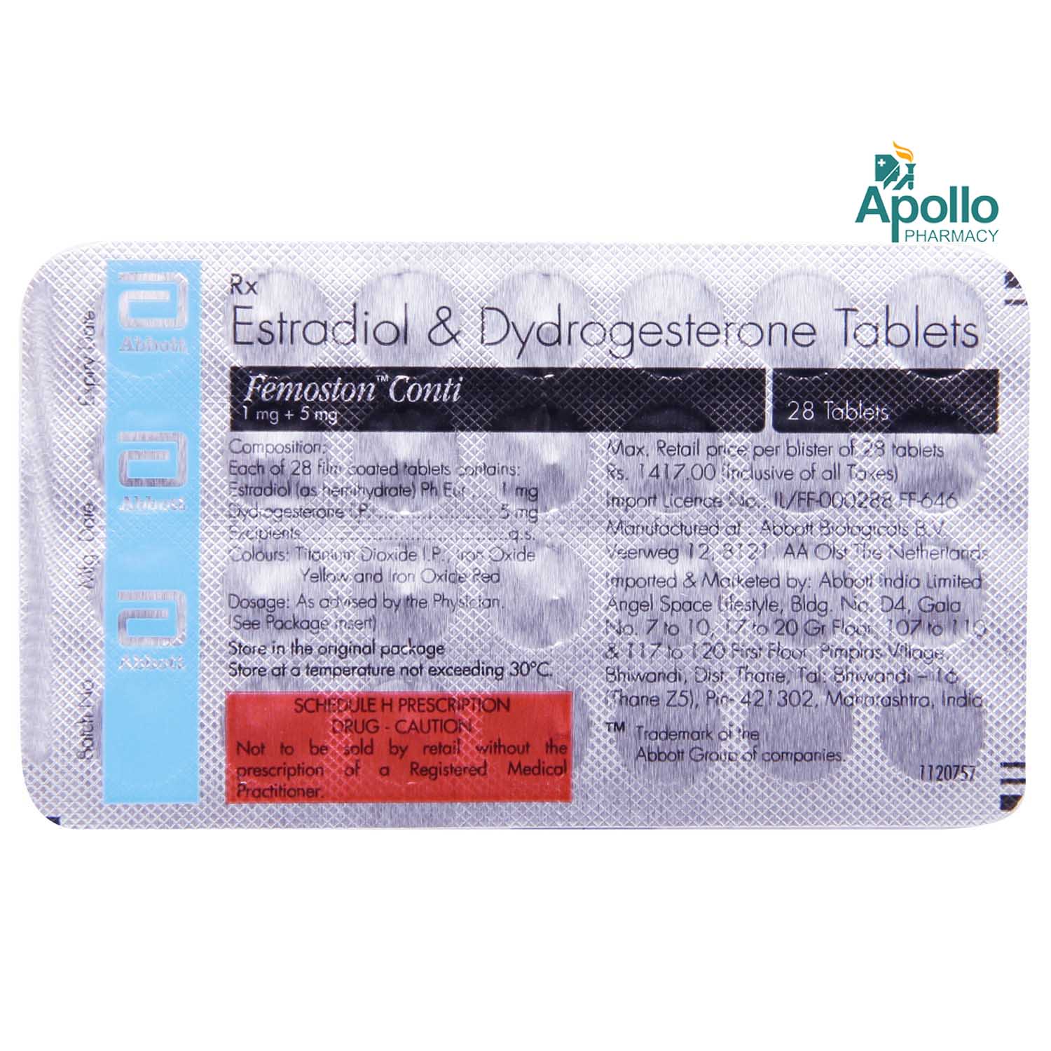 Femoston Conti 1/5MG Tablet 28's Price, Uses, Side Effects, Composition ...