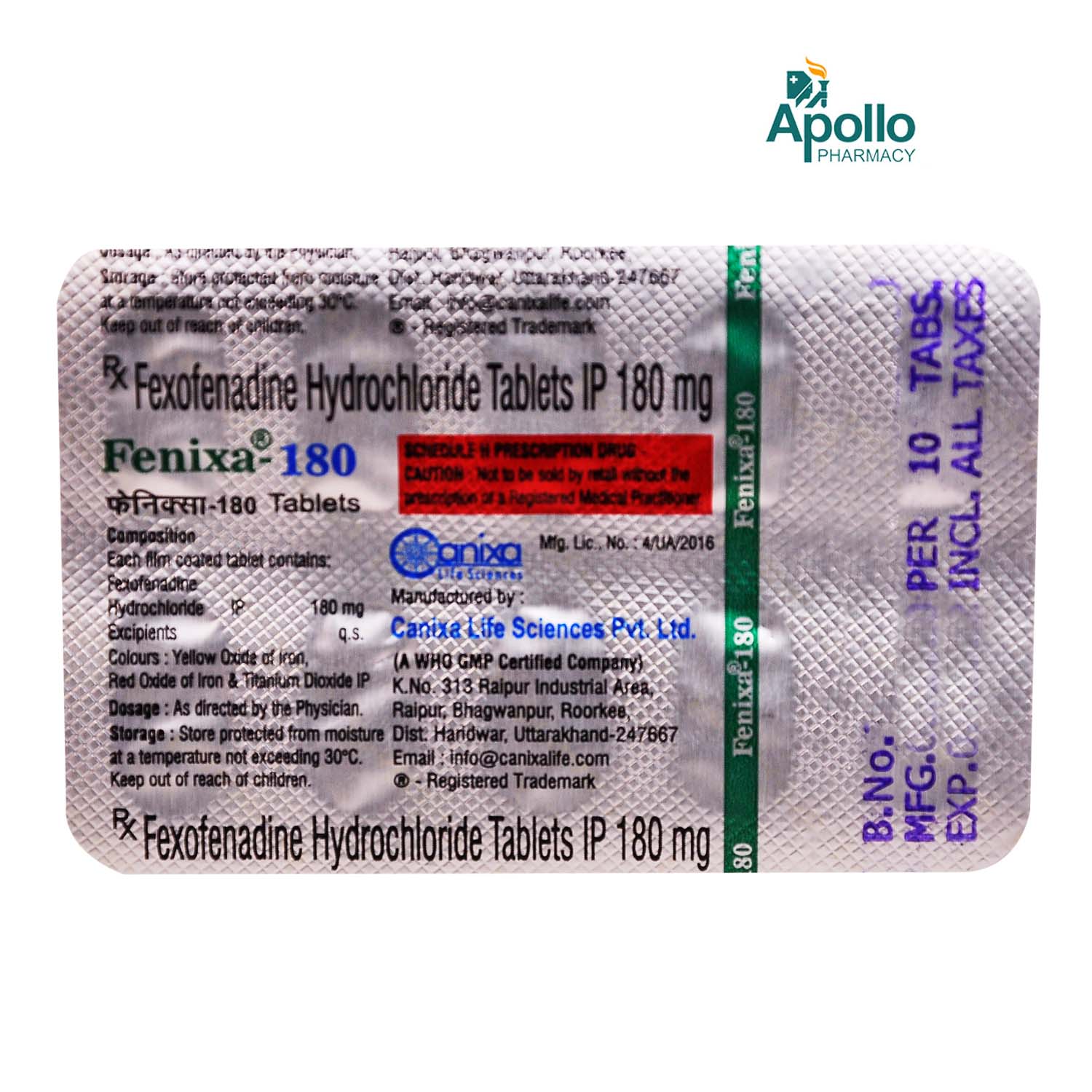 Fenixa-180mg Tablet 10's Price, Uses, Side Effects, Composition ...