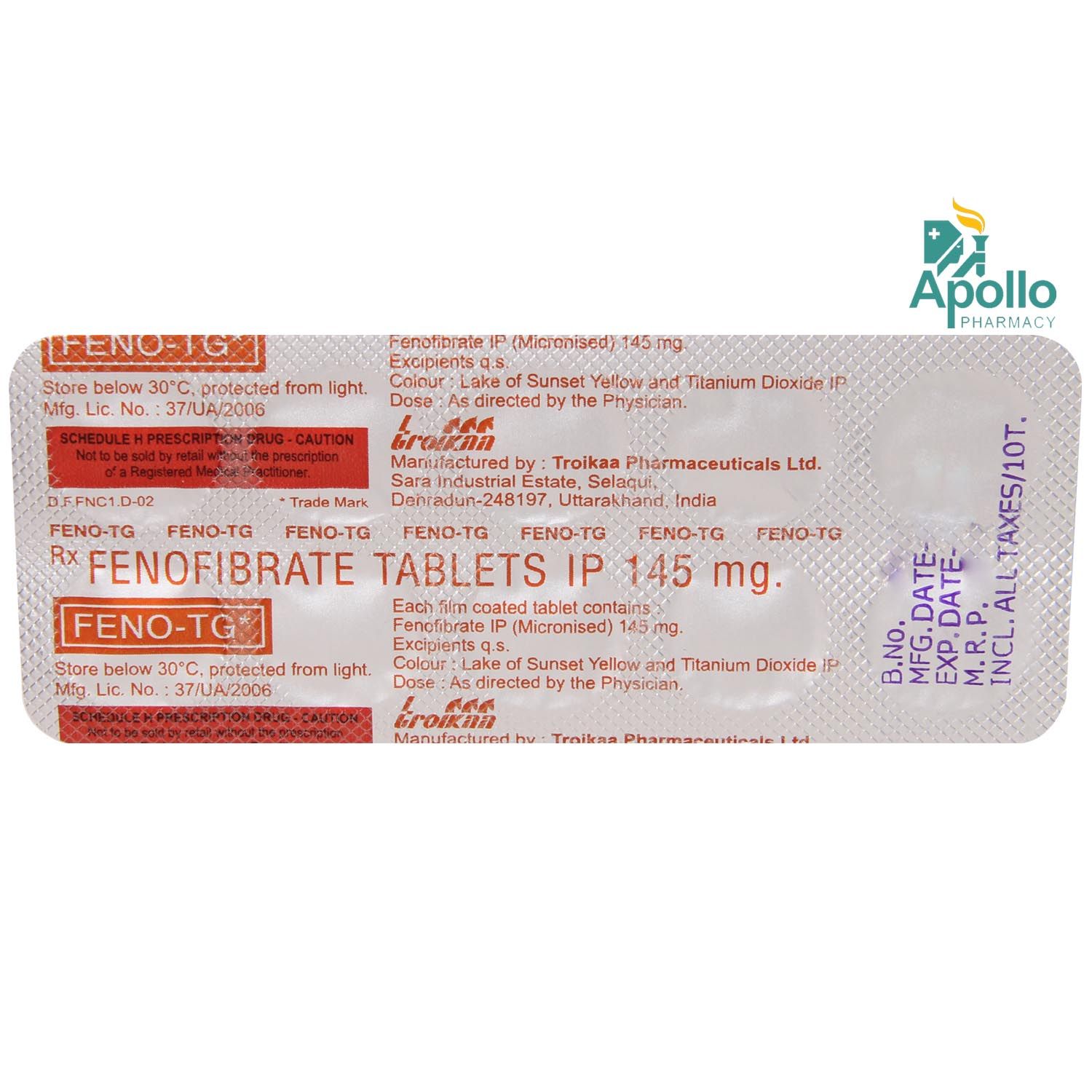 Feno TG Tablet 10's Price, Uses, Side Effects, Composition - Apollo ...