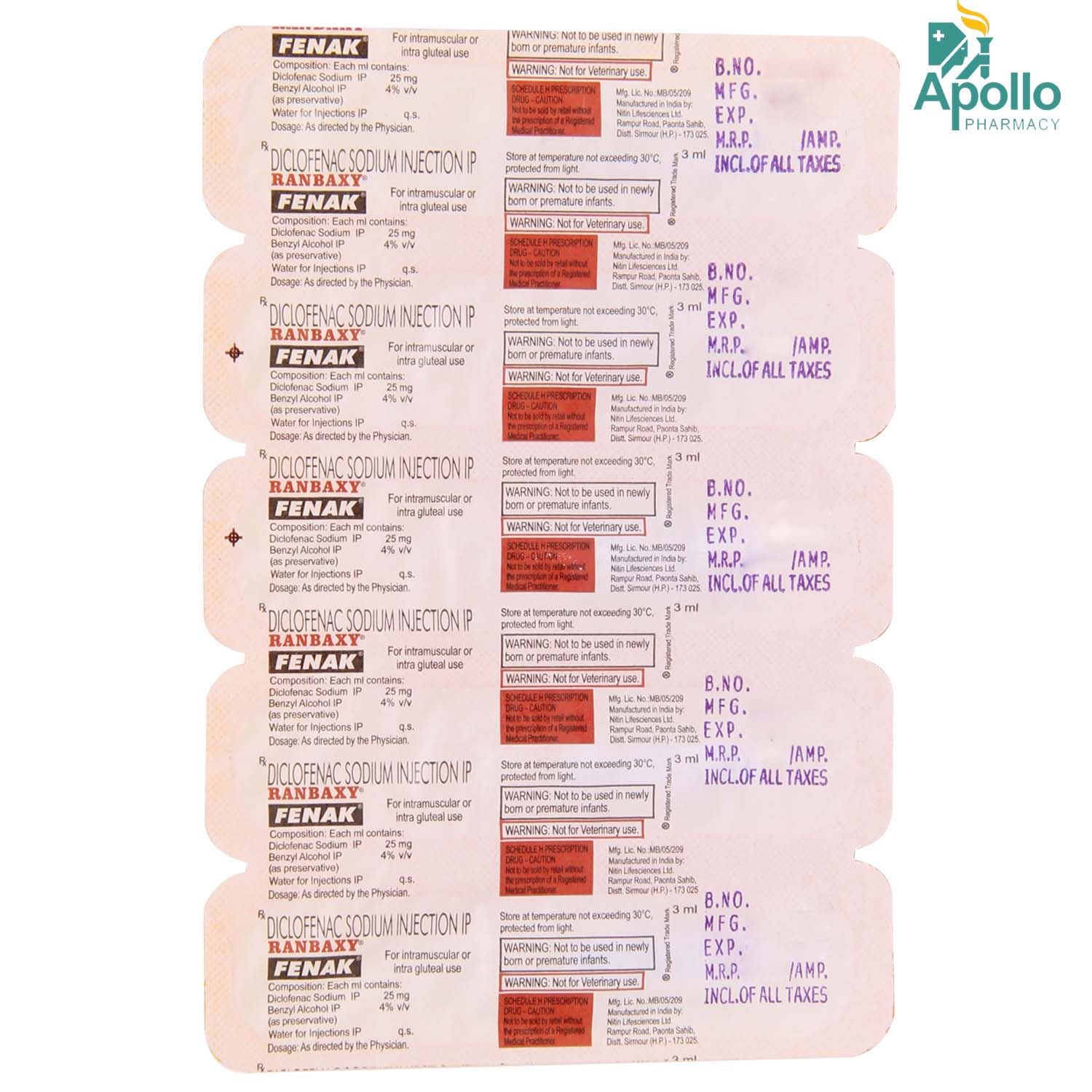 Fenak Injection/Ampule 3 ml Price, Uses, Side Effects, Composition ...