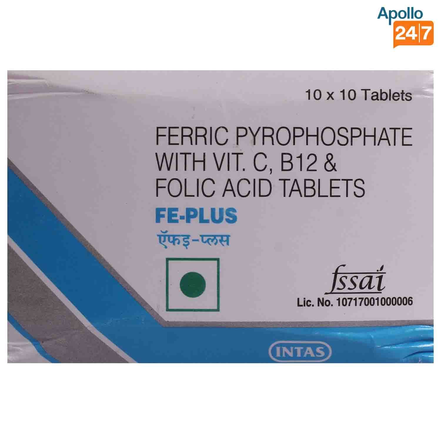 Fe Plus Tablet 10's Price, Uses, Side Effects, Composition - Apollo ...
