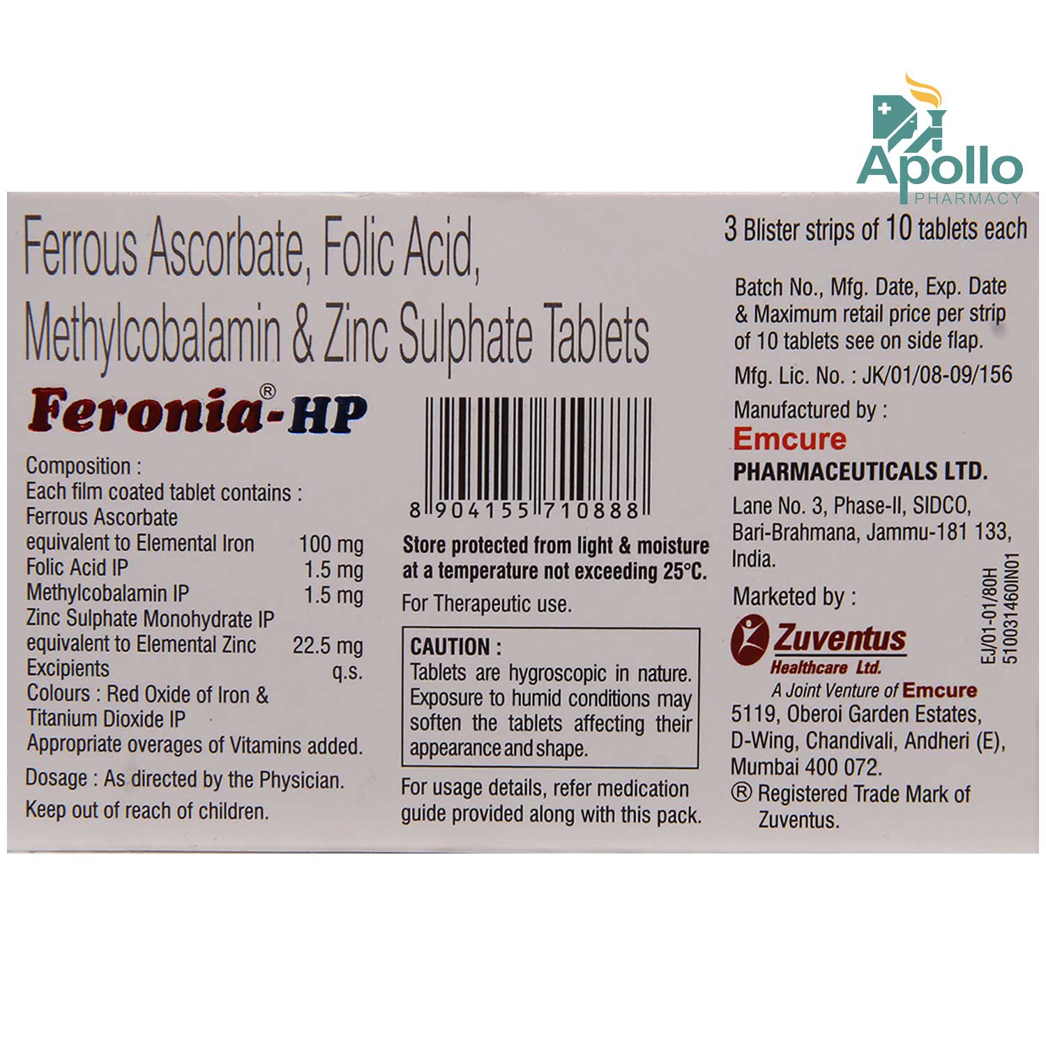 Feronia HP Tablet 10's Price, Uses, Side Effects, Composition - Apollo ...
