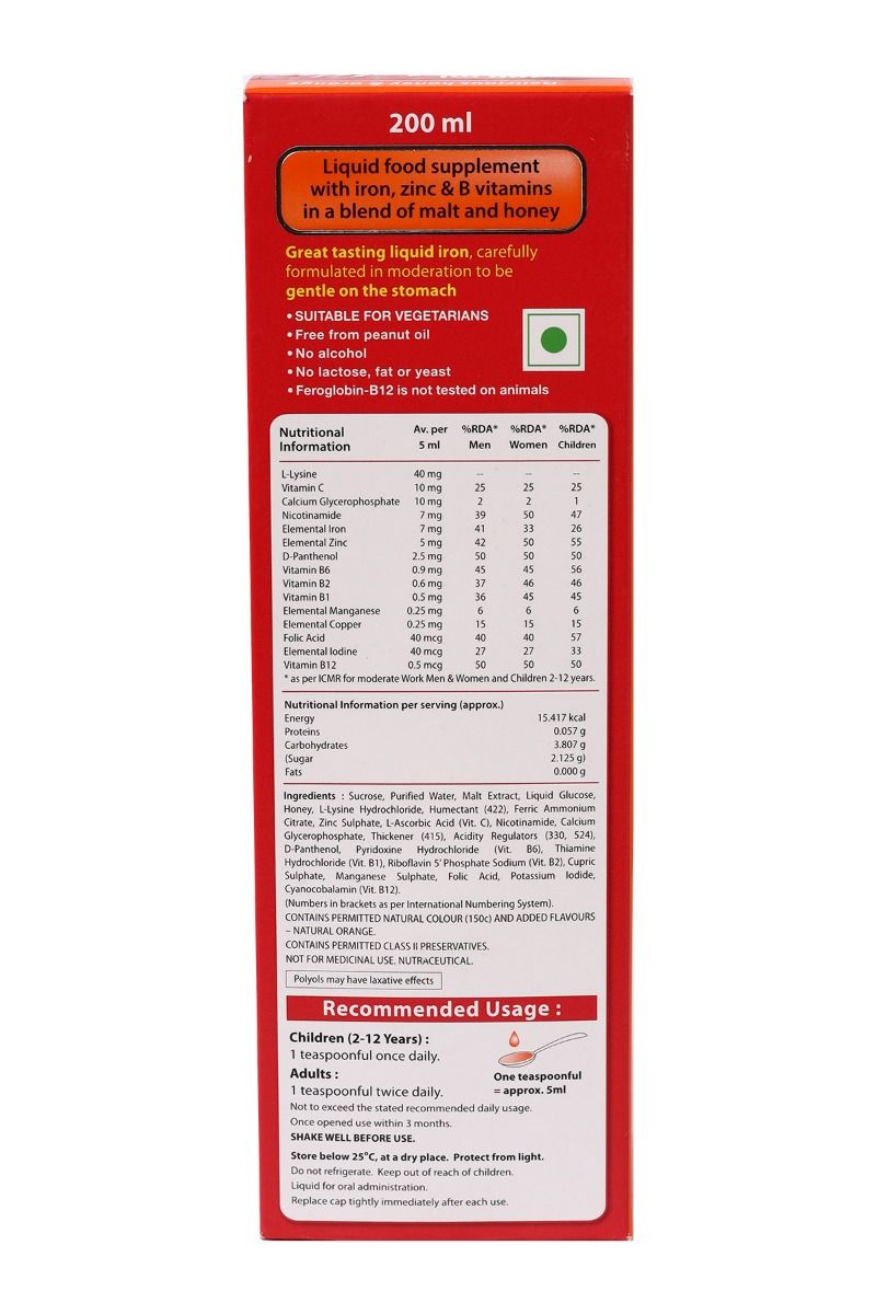 Feroglobin B12 Syrup 200 ml Price, Uses, Side Effects, Composition ...