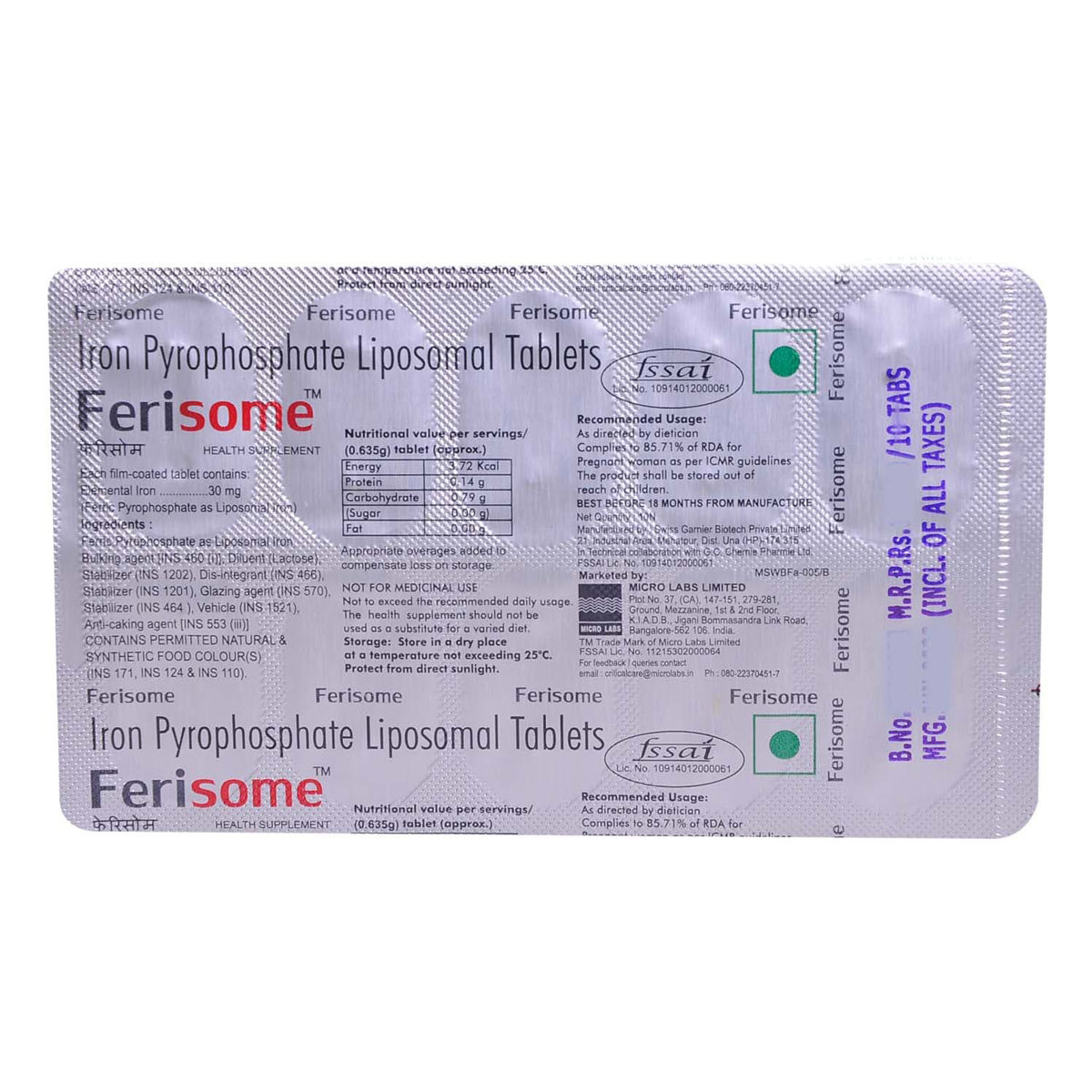 Ferisome Tablet 10's Price, Uses, Side Effects, Composition - Apollo ...