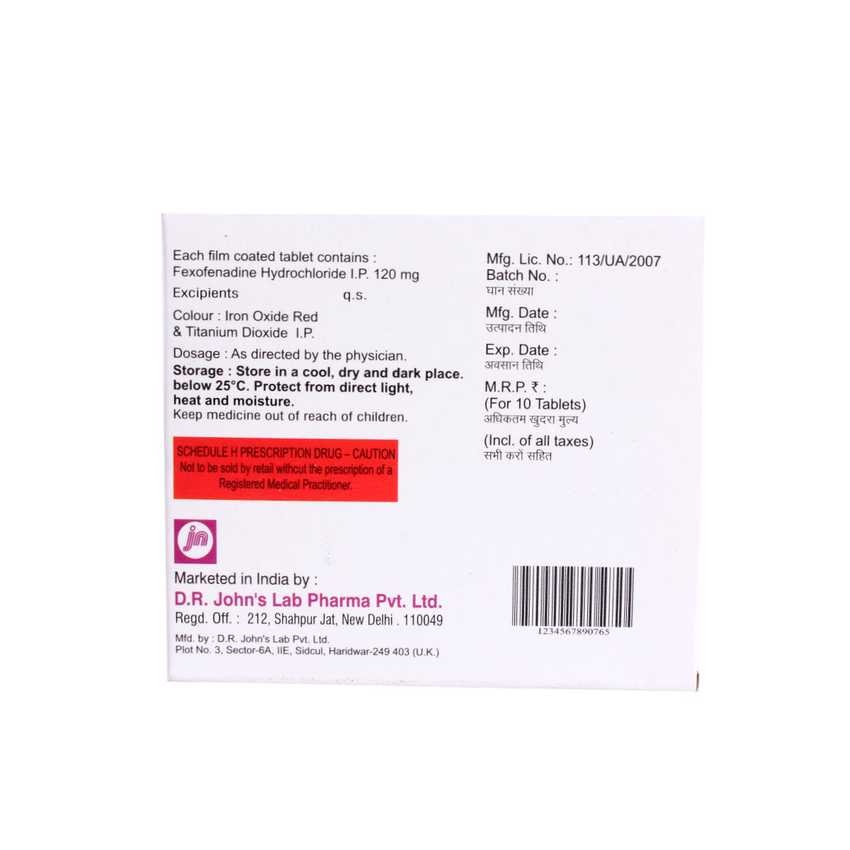Fexolife 120 mg Tablet 10's Price, Uses, Side Effects, Composition ...