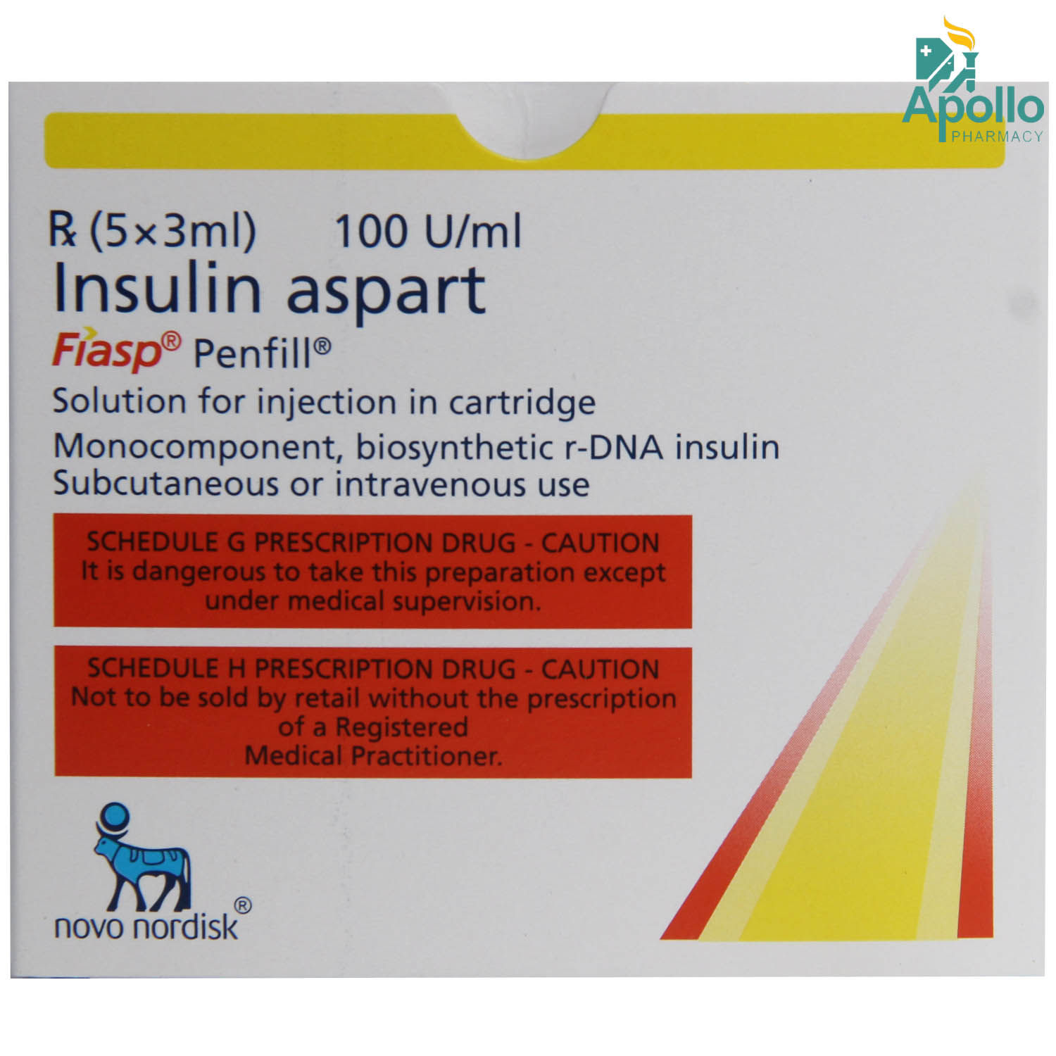 Fiasp 100IU/ml Penfill 5 x 3 ml Price, Uses, Side Effects, Composition - Apollo Pharmacy