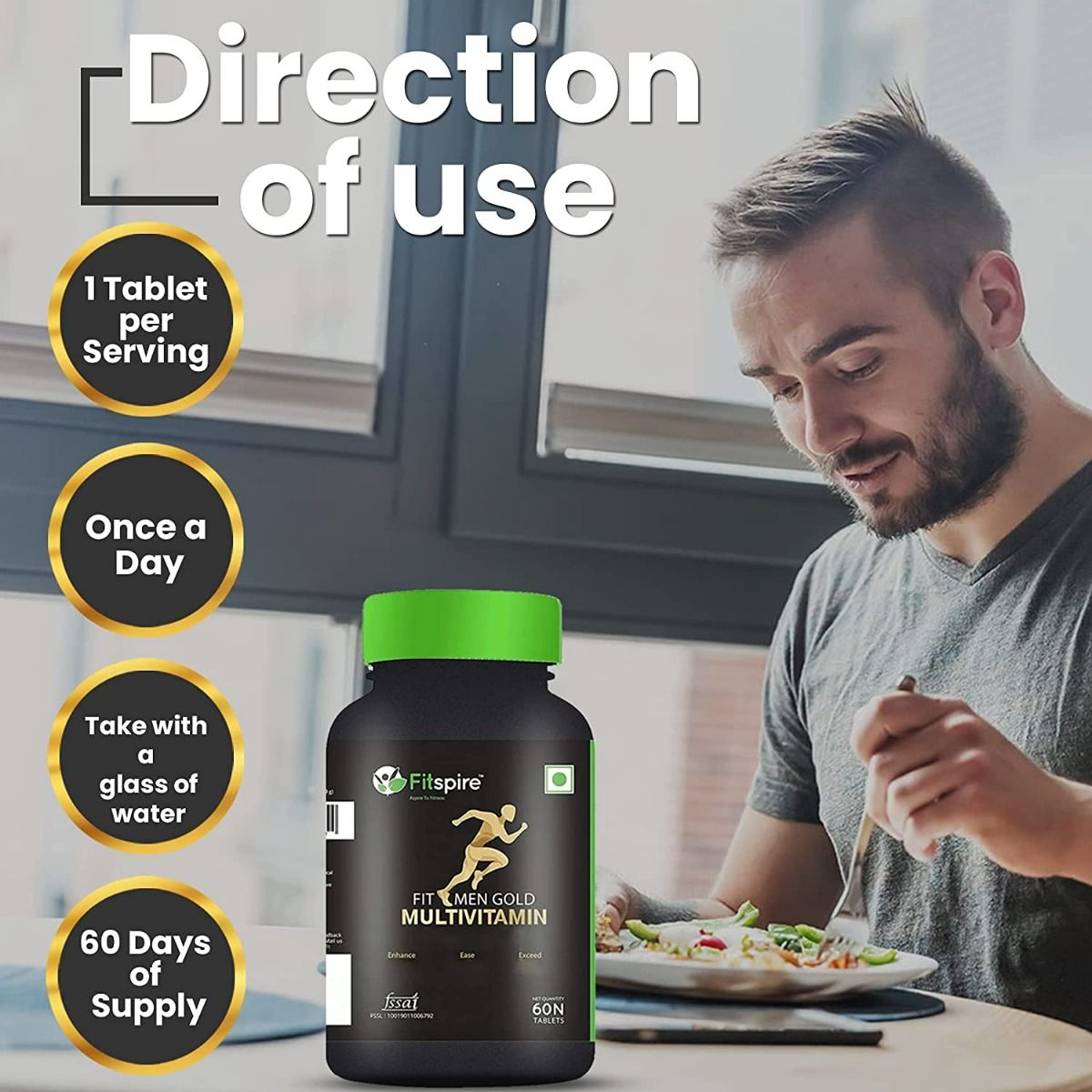 Fitspire Fit Men Gold Multivitamin Tablets, 60 Count Price, Uses, Side ...