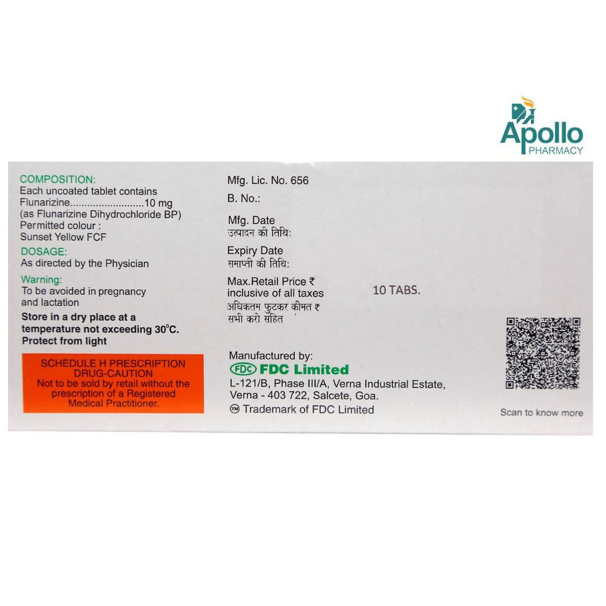 Flunarin 10 Tablet 10's Price, Uses, Side Effects, Composition - Apollo ...