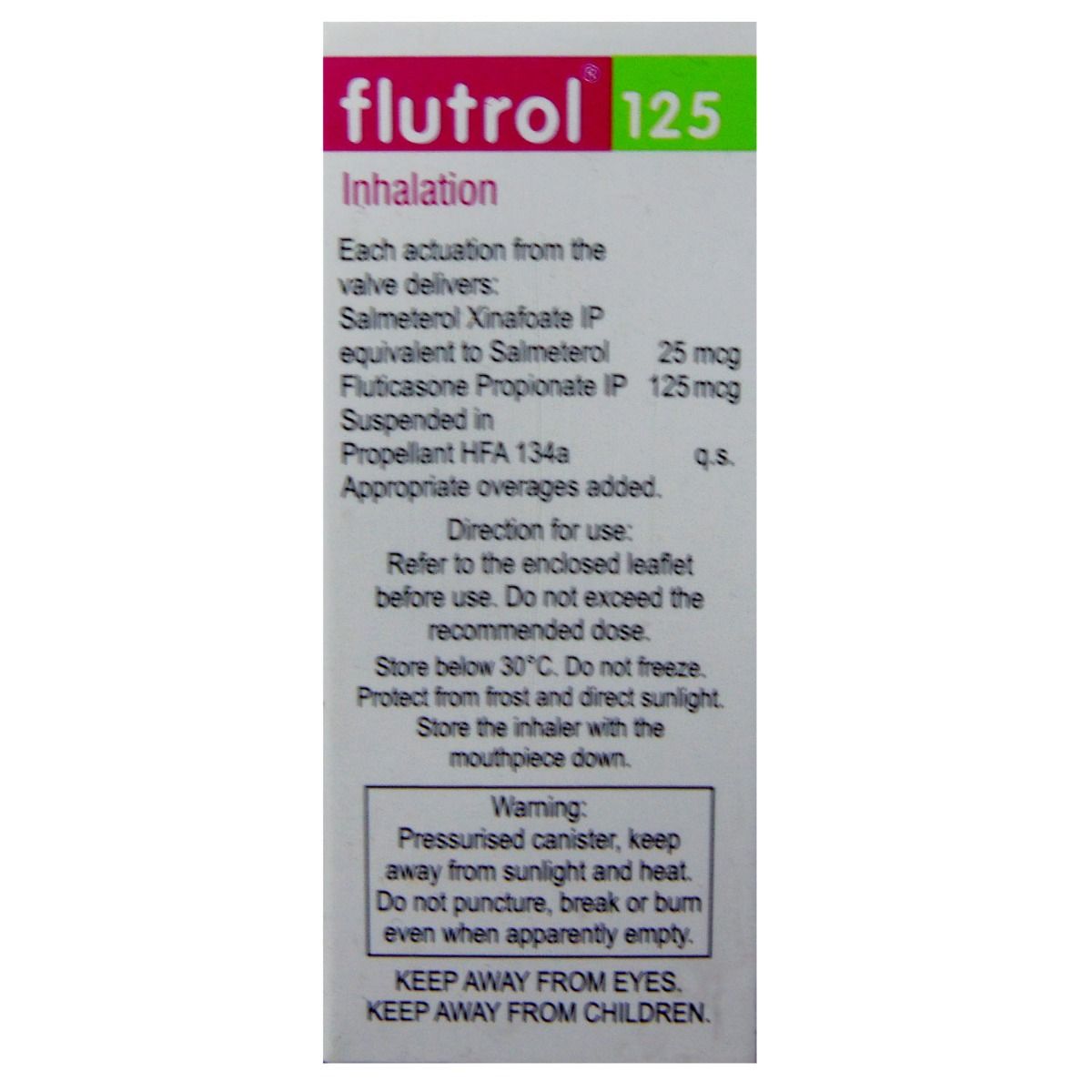 Flutrol 125 Inhaler 120 mdi Price, Uses, Side Effects, Composition ...